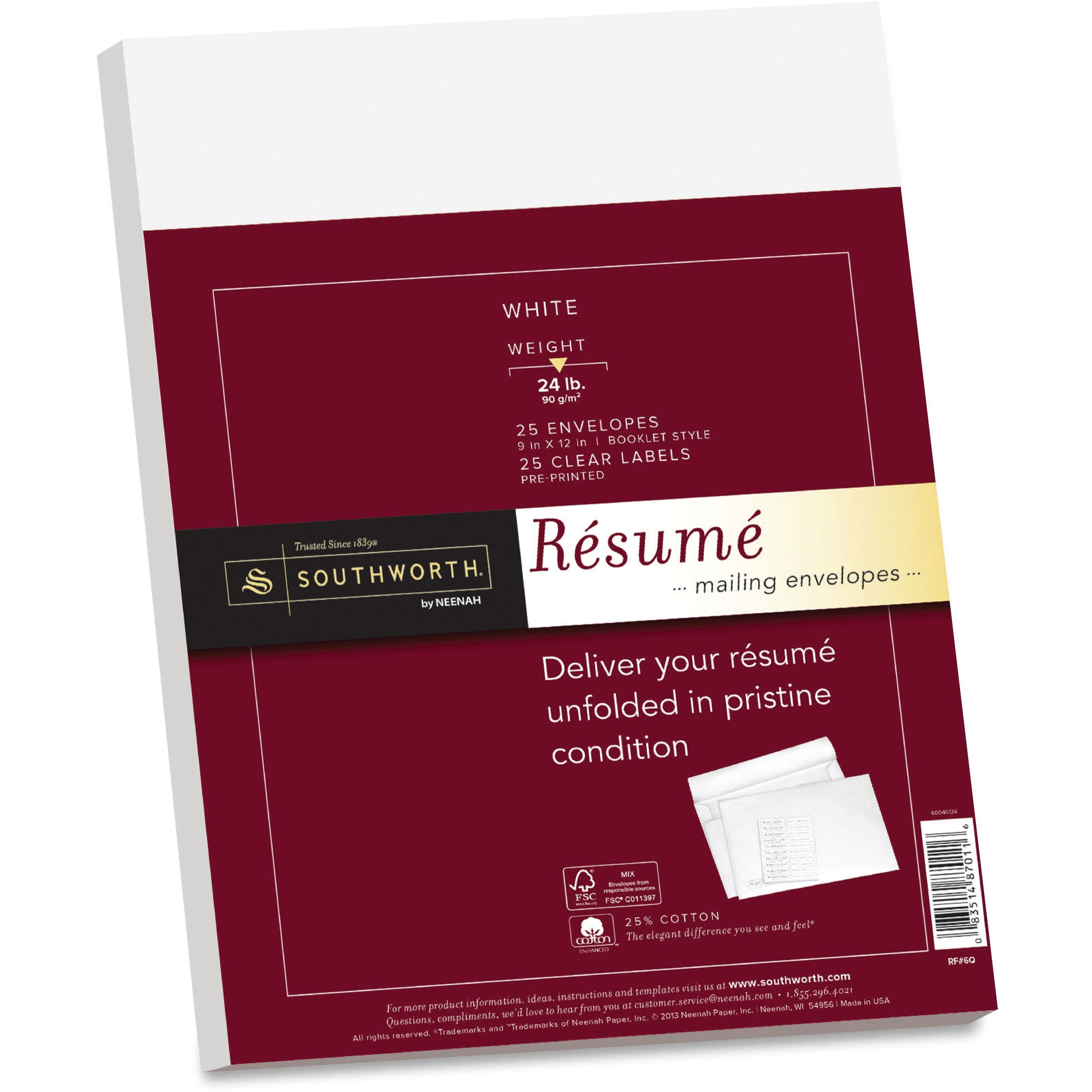 Southworth, SOURF6Q, Resume Catalog Envelopes, 1 / Pack, White ...