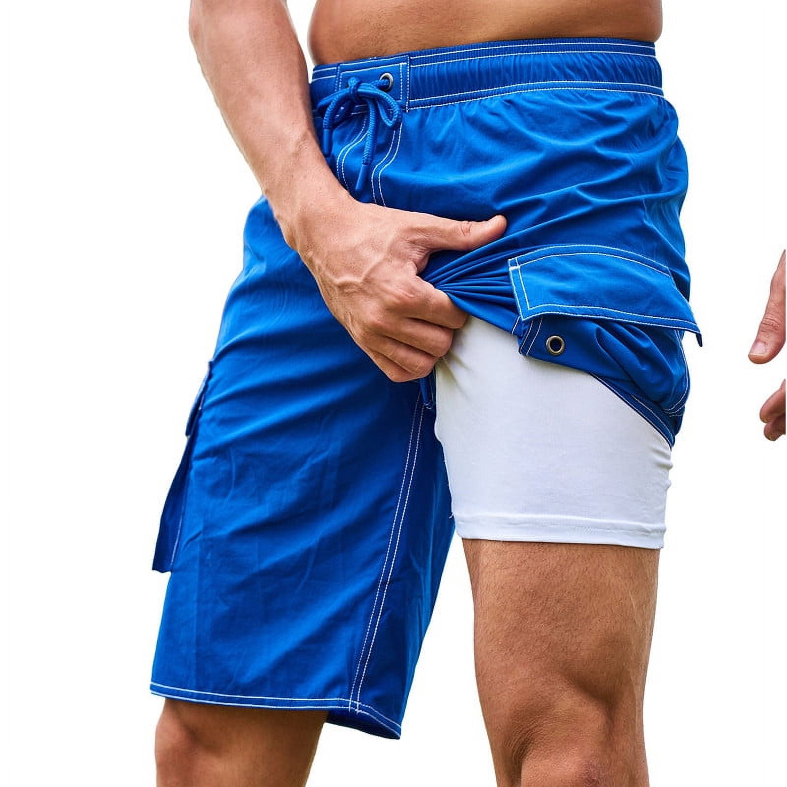 Sovegavy Men's Quick Dry 4-Way Stretch Swim Trunks with Compression ...