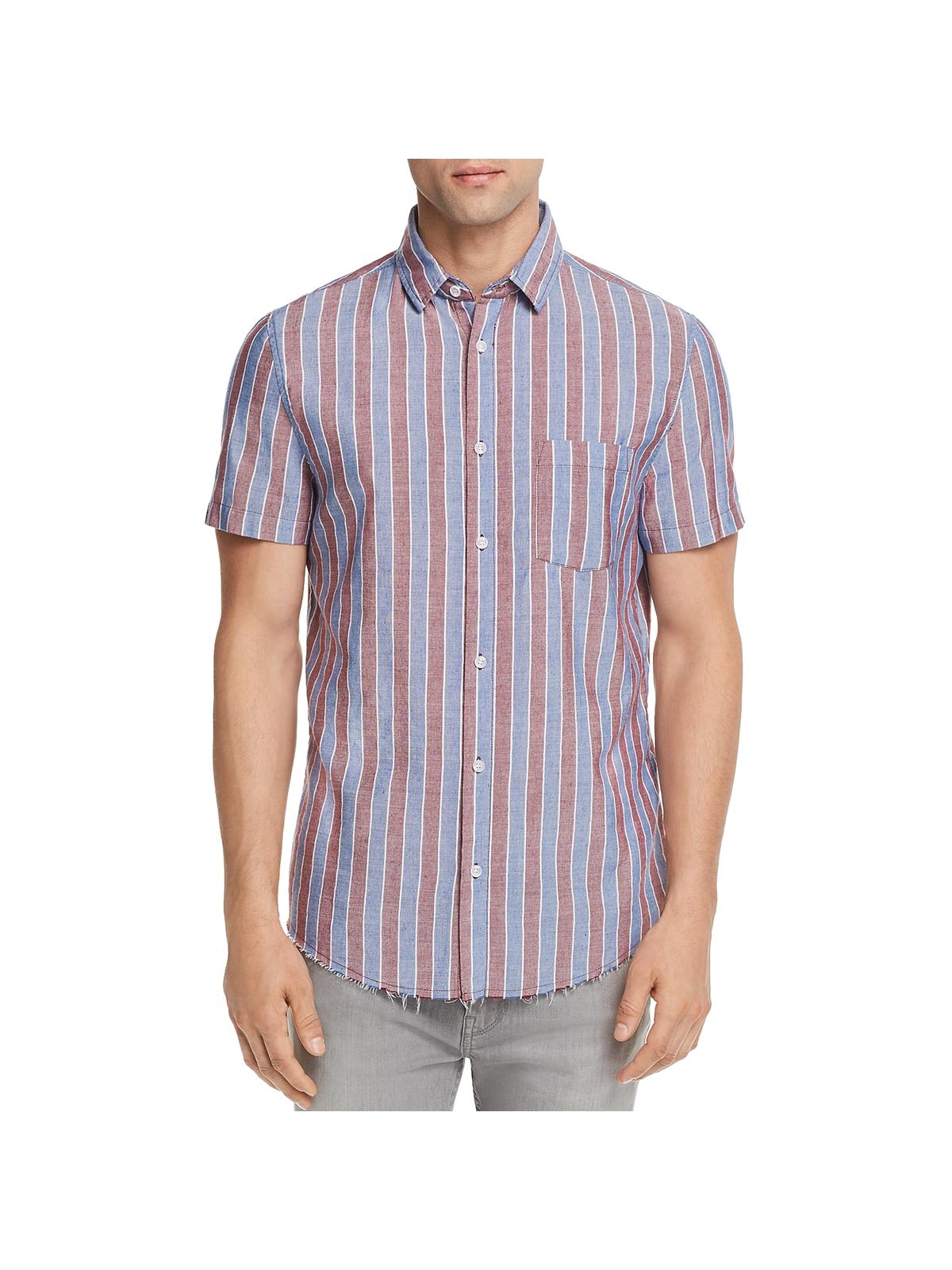 Sovereign Code Mens Striped Raw Hem Button-Down Shirt - Walmart.com