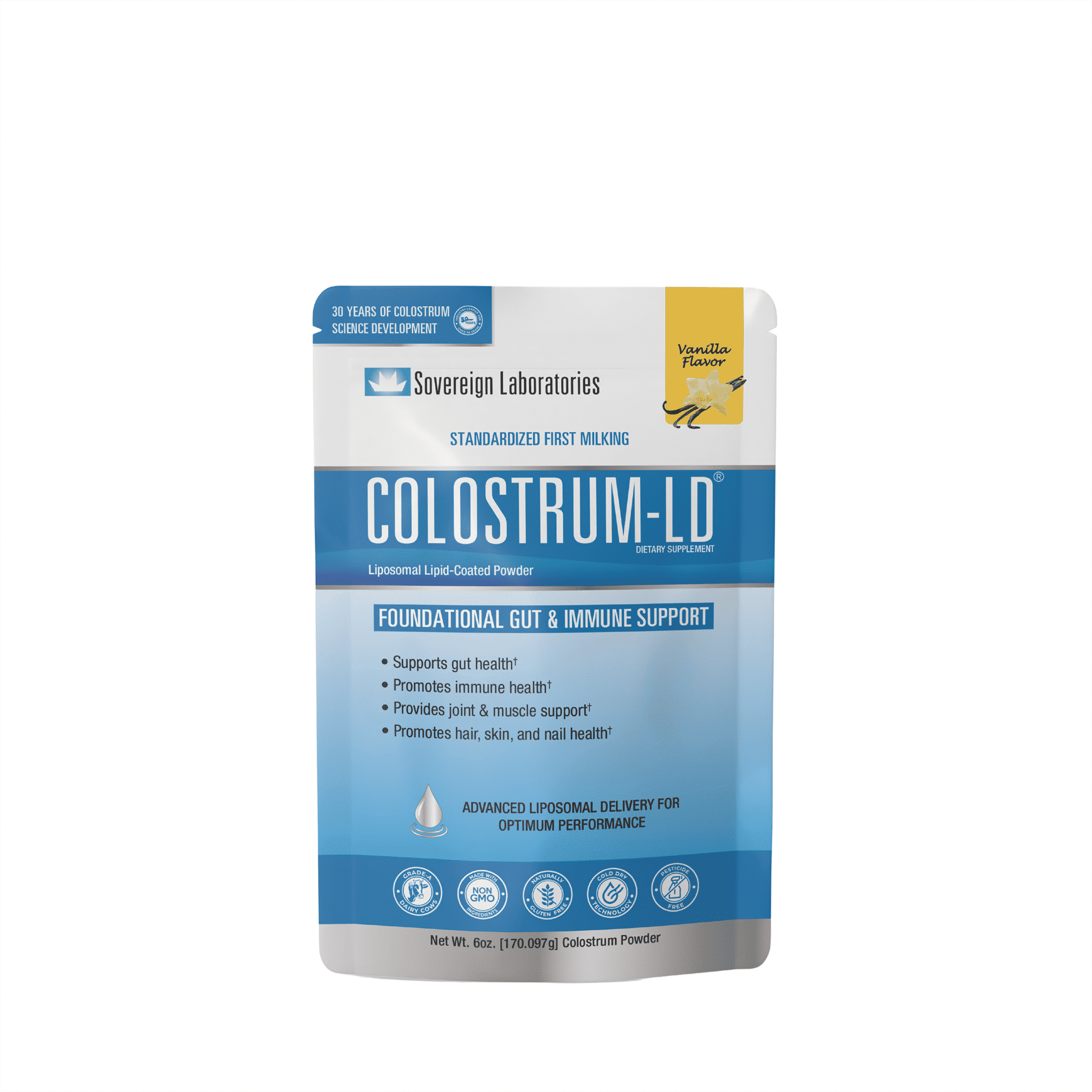 Sovereign Laboratories Colostrum-LD Vanilla Powder, 6oz, Enhanced ...