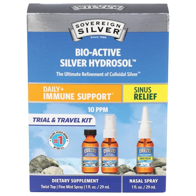 Sovereign Silver Bio-Active Silver Hydrosol Trial & Travel Kit 10 Ppm 1 ...