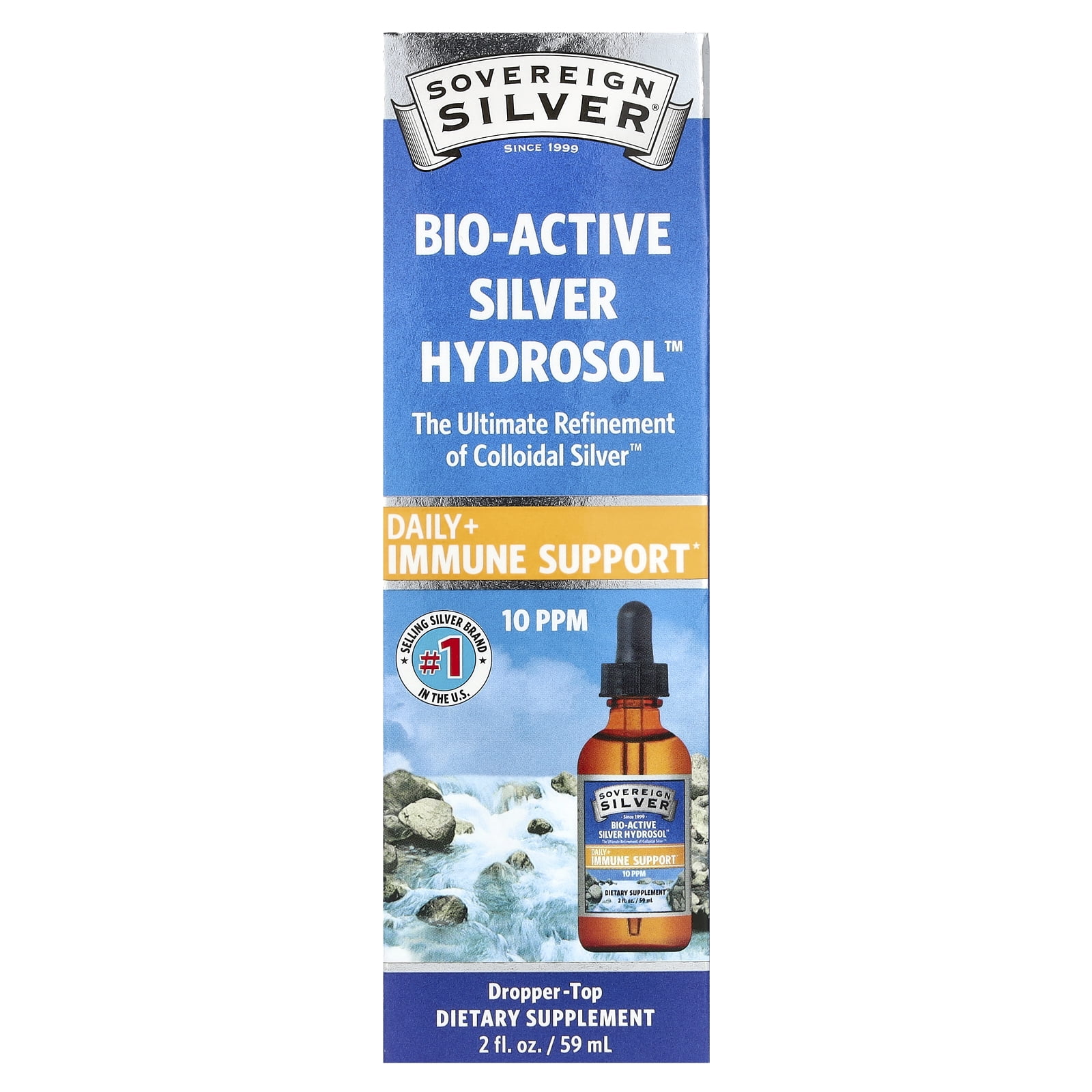 Sovereign Silver Bio-Active Hydrosol Liquid Drops, 10 ppm Colloidal ...