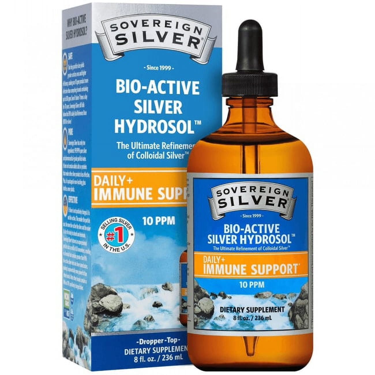 Sovereign Silver Immune Support Colloidal Silver Hydrosol Liquid Drops ...