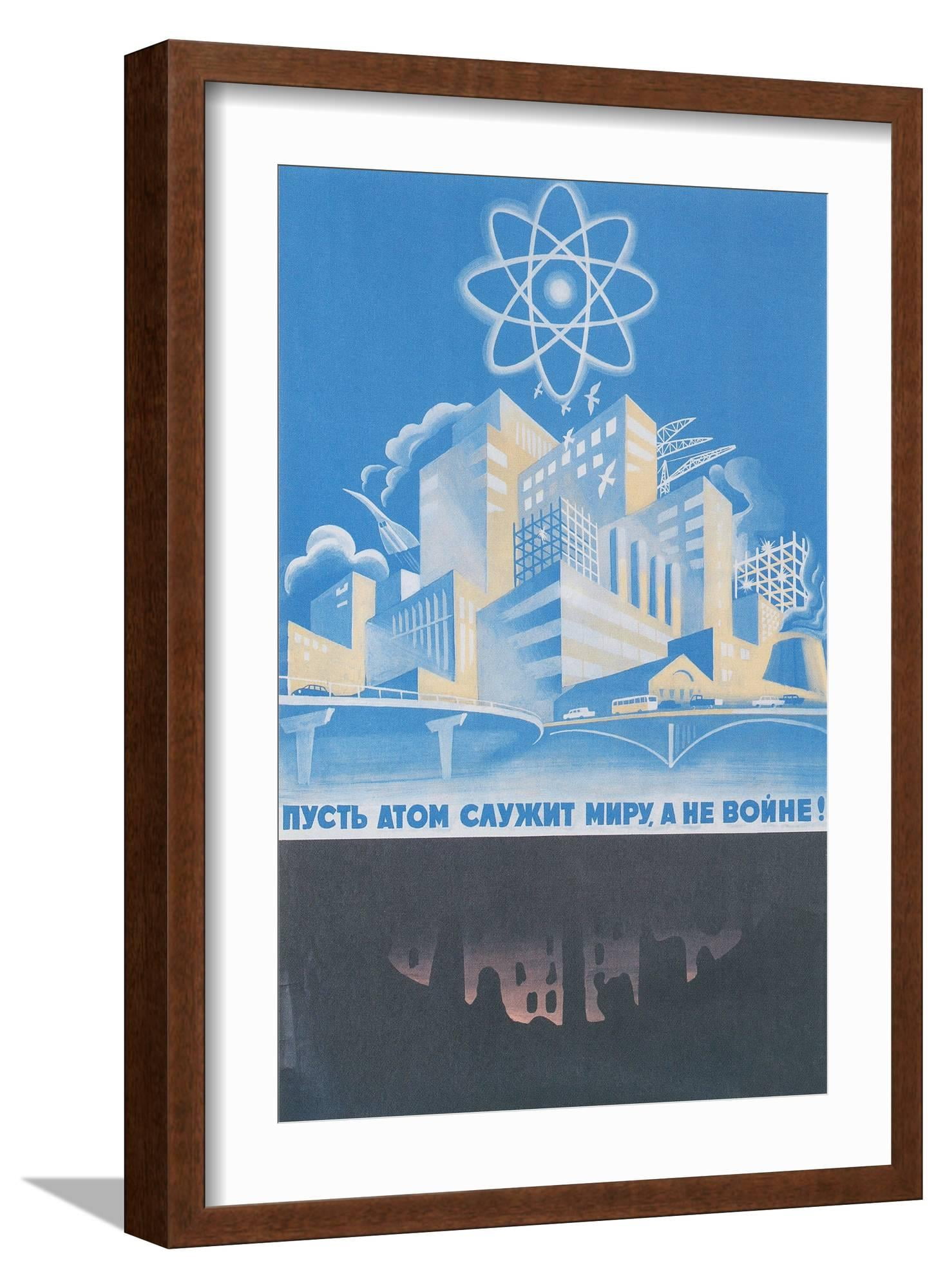Art.com Soviet Nuclear Power Poster Art Print, Brown Frame Wall Art, 17 ...