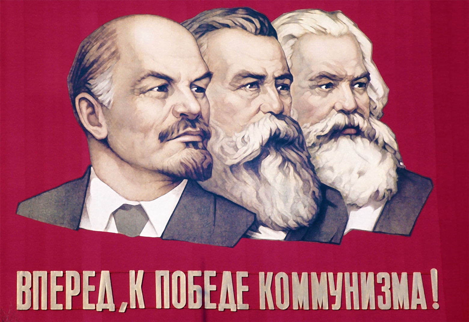 Soviet Propaganda Art Print Poster - Lenin Engels Marx, Forward to the ...