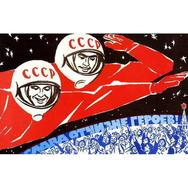 Soviet Propaganda Russian Cosmonauts Art poster Metal Sign Print 8x12 ...