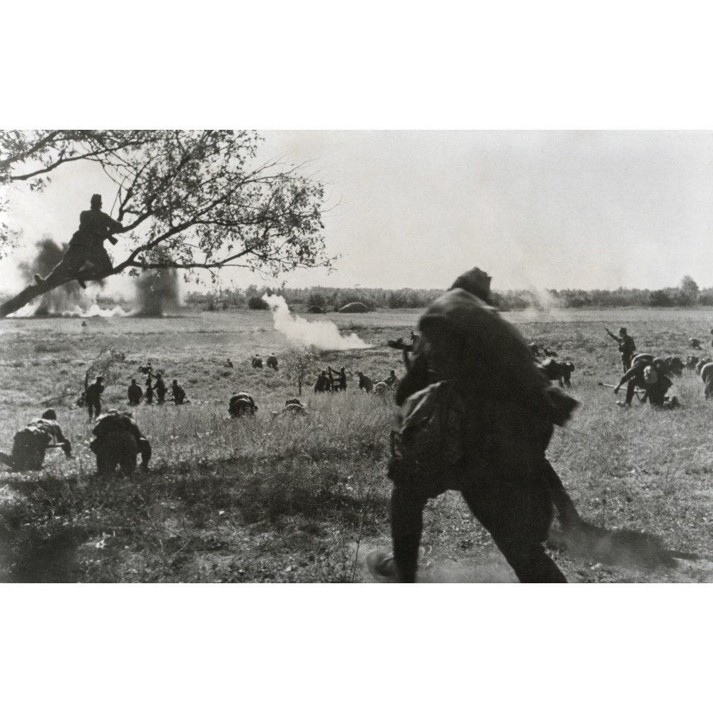 Soviet Russian Infantry Advancing Toward German Lines In Coordination ...