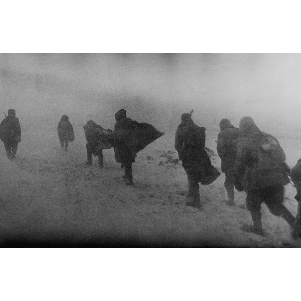 Soviet Soldiers Marching In Blowing Snow In 1944. World War 2 ...