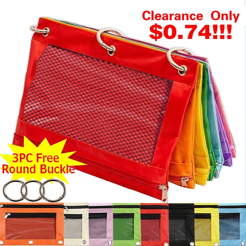 Sovlvnd Oxford Cloth 3 Ring Binder Pencil Case, Black - Walmart.com