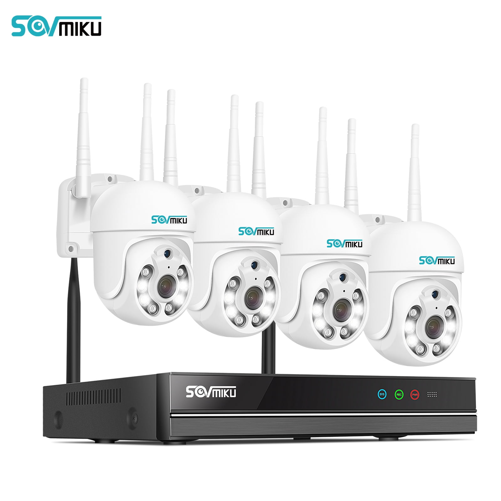 Sovmiku 360 View Pan Tilt Wireless Security Camera System with 1TB Hard ...