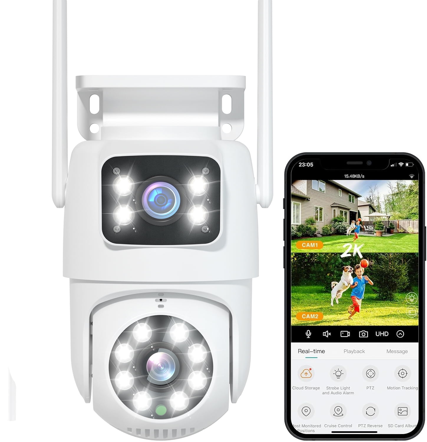 Sovmiku Dual Lens Security Camera Outdoor, 6MP WiFi Outdoor Security ...