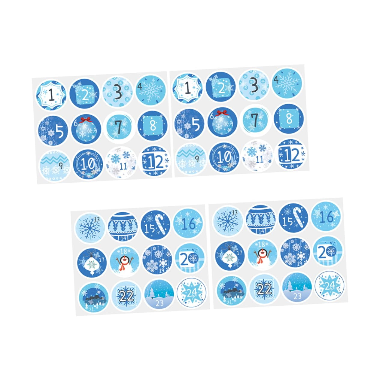 Sovob 20 Sheets Christmas Calendar Stickers Xmas Number Sticker Decor ...