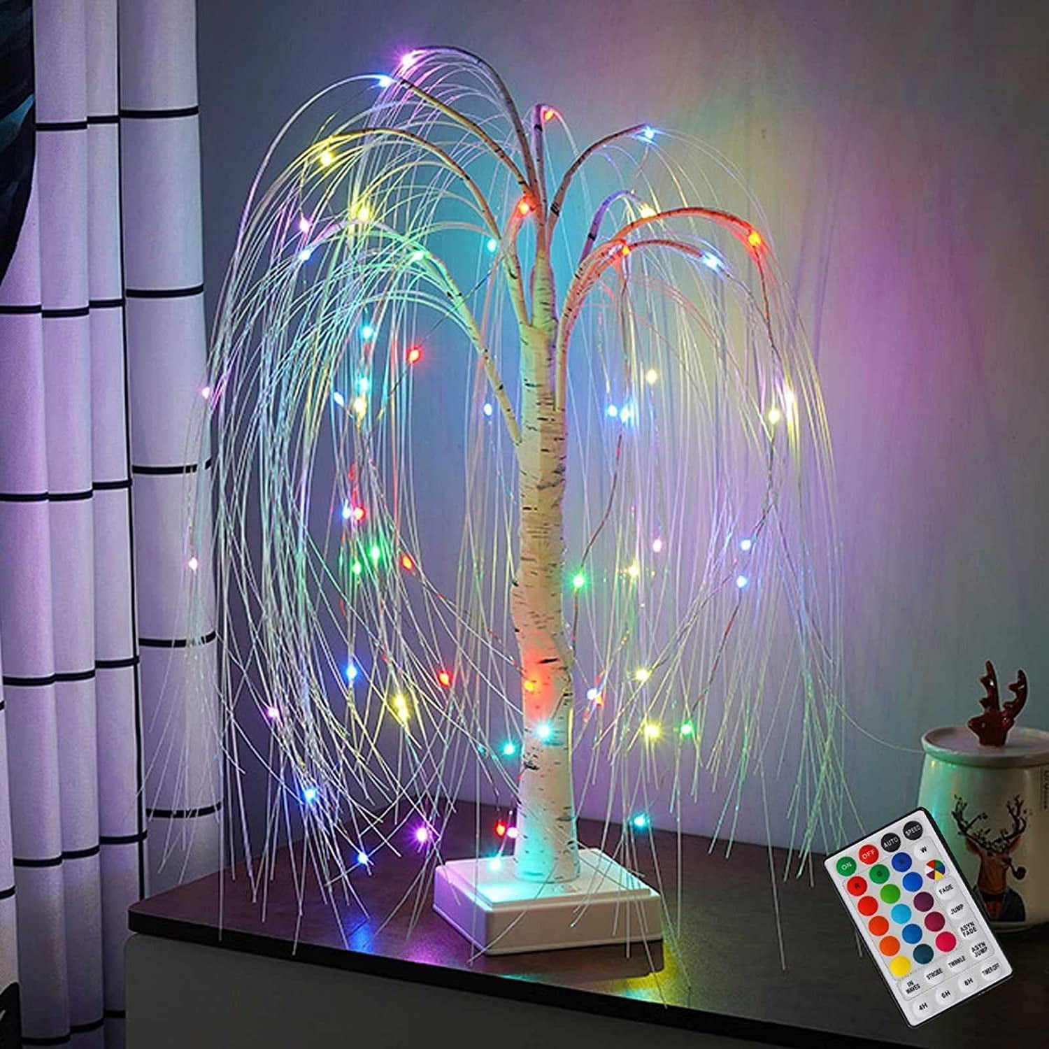 Sovob 50cm LED Willow Tree Light RGB 16 Color Glowing Branch Table Lamp ...