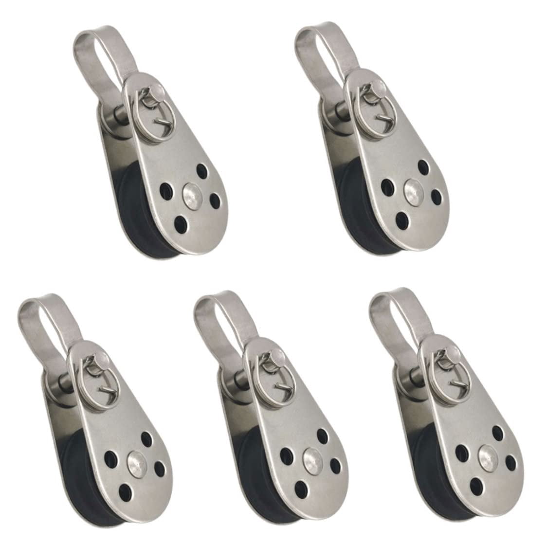 Sovob 5pcs Stainless Steel Lifting Single Pulley Block, Heavy Duty Wire ...
