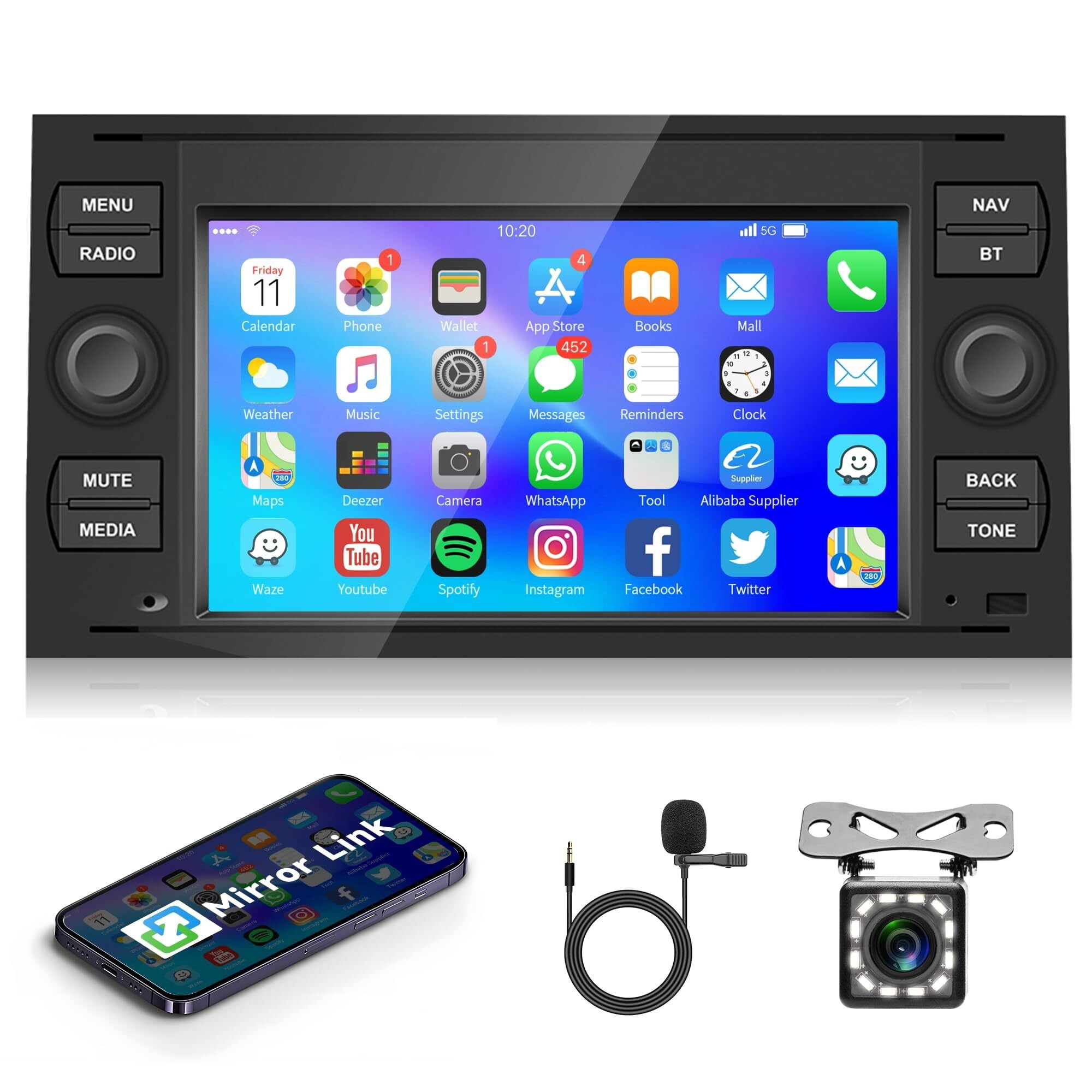 Sovob 7 Inch Android Car Stereo for Ford Fiesta Focus Transit Connect ...
