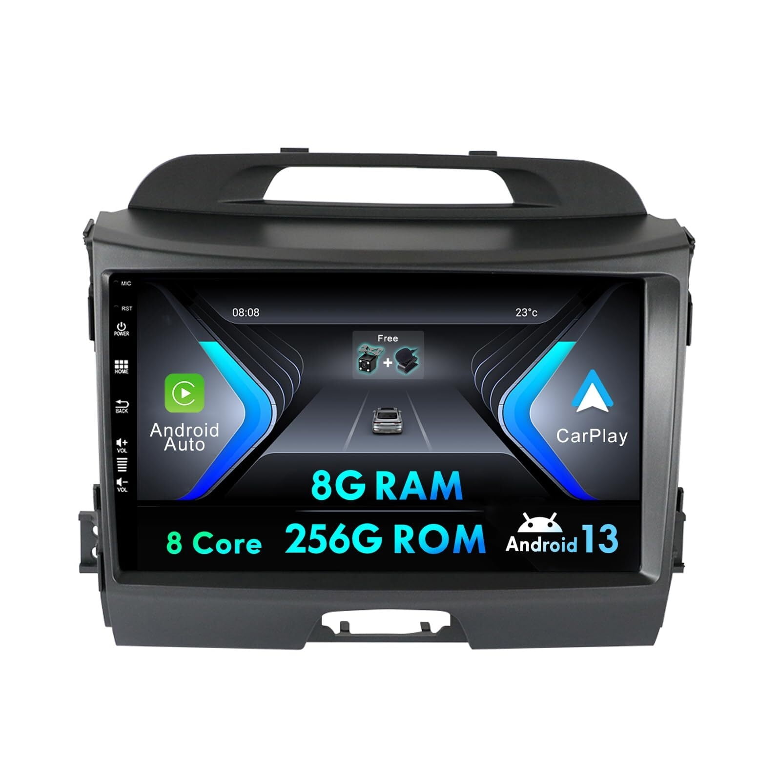 Sovob 8G+256G- Android Double Din Car Stereo Radio For Kia Sportage 2011-2016 - Wireless CarPlay ...