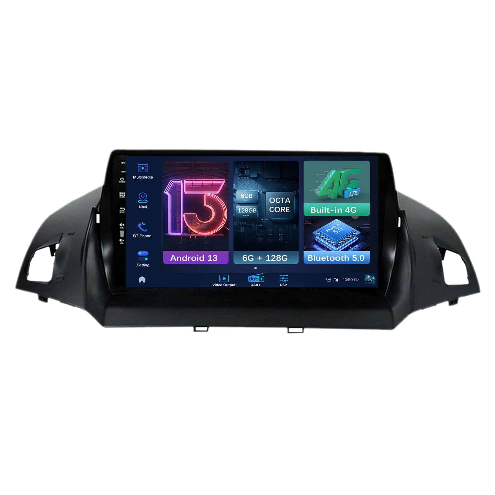 Sovob 9" QLED 2 Din Android Car Radio Suitable For Ford Kuga Escape ...