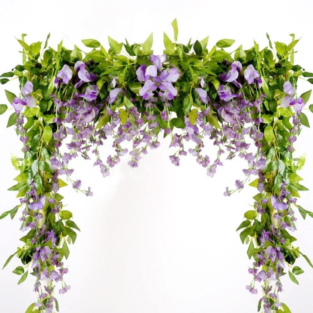 Sovob Artificial Flowers Vine 5pcs 1.8m Fake Wisteria Vine Hanging ...