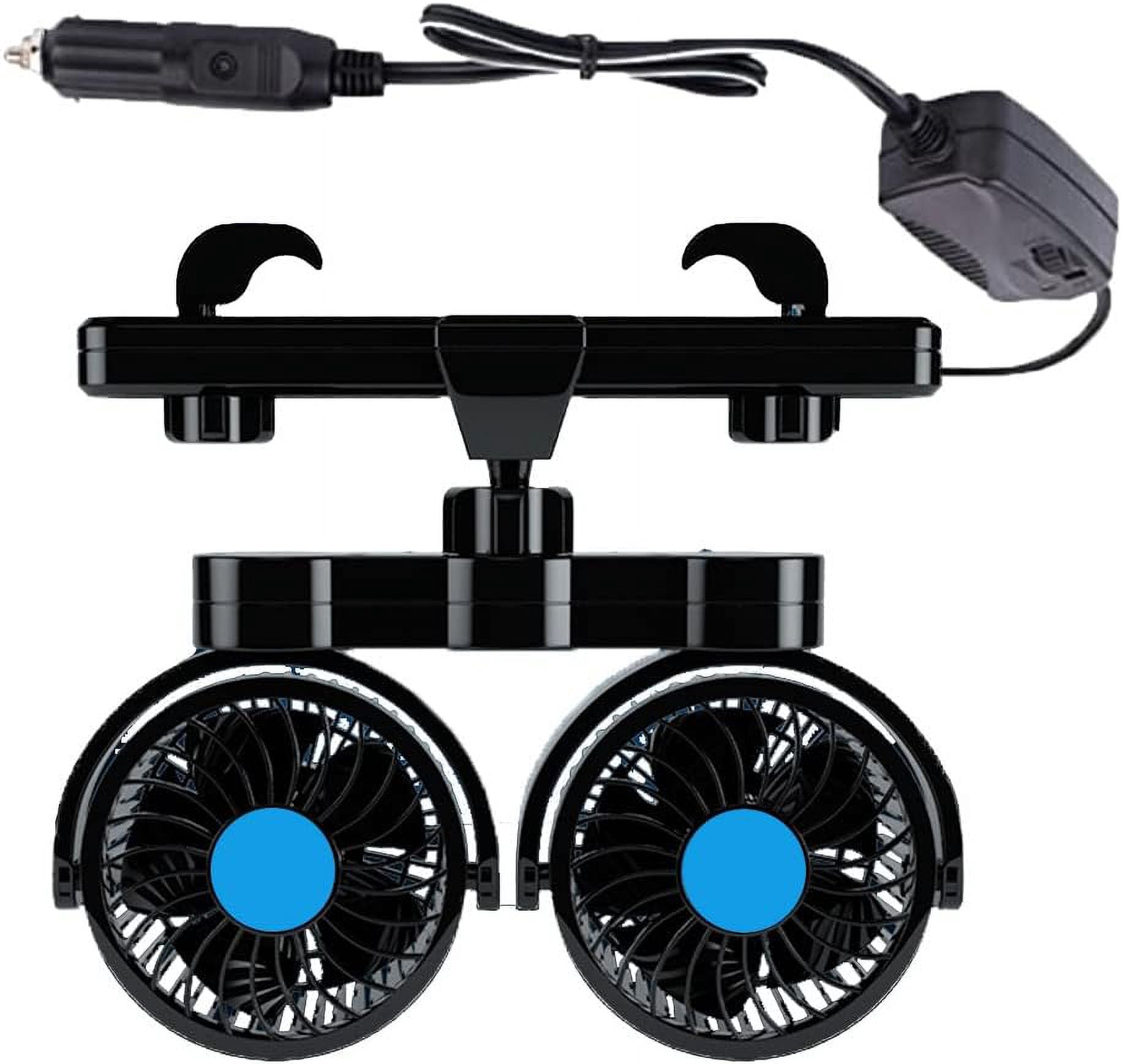 Sovob Dual Head Car Fan, 12/24V Car Fan,360 Degree Adjustable Car Fan ...