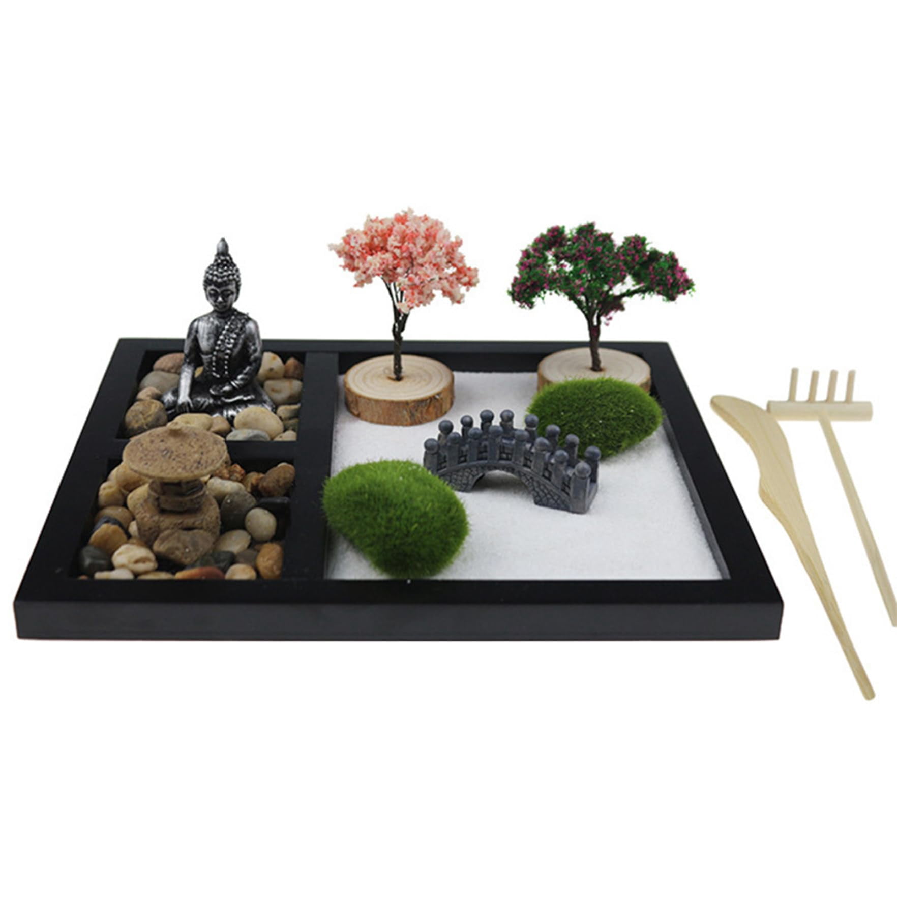 Sovob Garden for Desk Japanese Zen Garden Kit with Rakes, Buddha ...