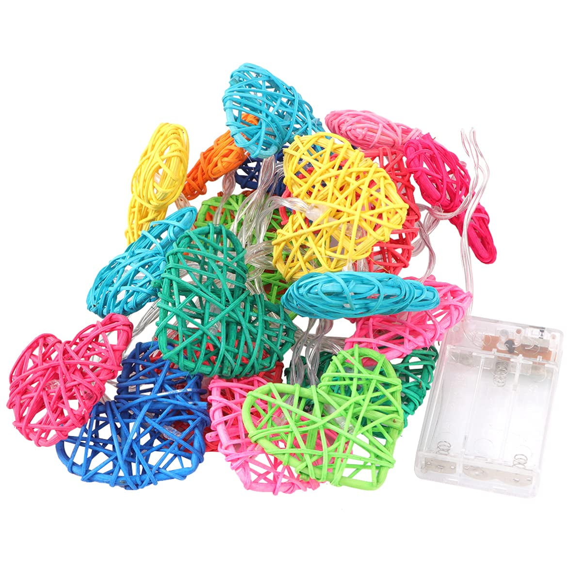 Sovob Heart Fairy Lights Valentines Day Decoration Rattan Heart String ...