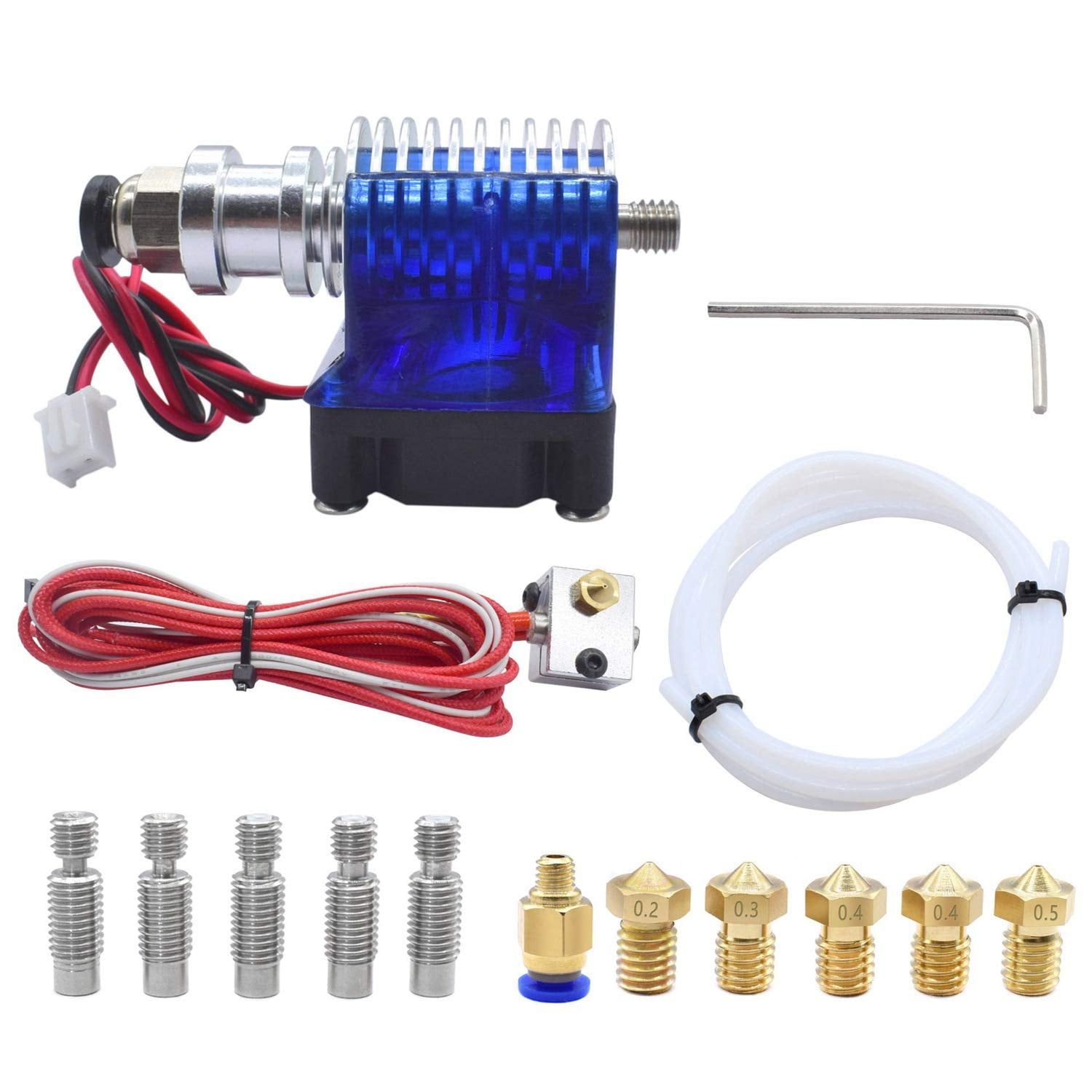 Sovob Hotend Complete Kit J Style Head 5 Piece Extruder Print Head + 5 Piece Nozzle Throat for ...