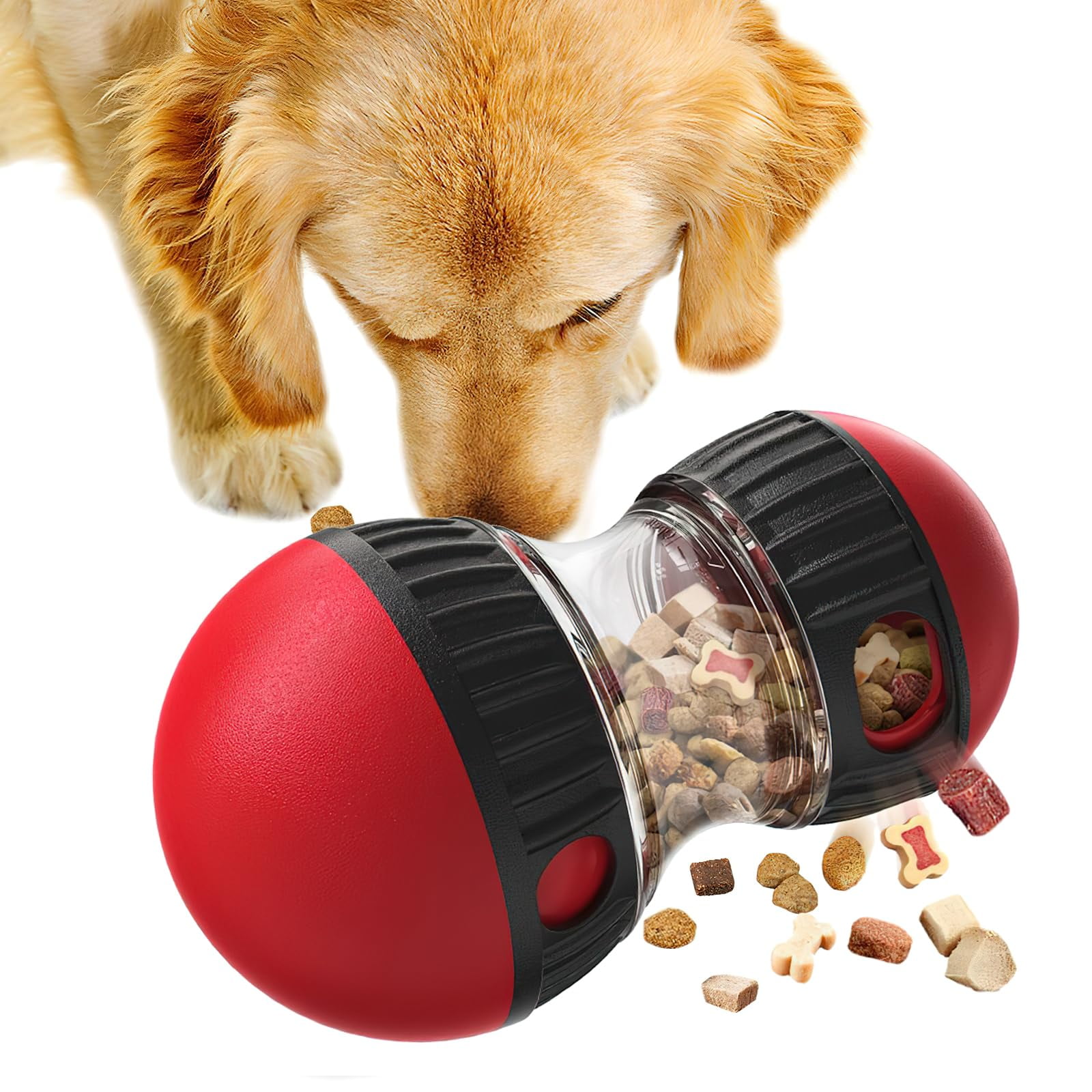 Sovob Interactive Dog Toy, Rolling Dog Treat Dispenser Slow Feeder ...