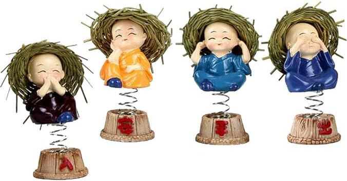 Sovob Mini Monk Buddha Resin Figurine, Monk Hat Shaking Head Ornament ...