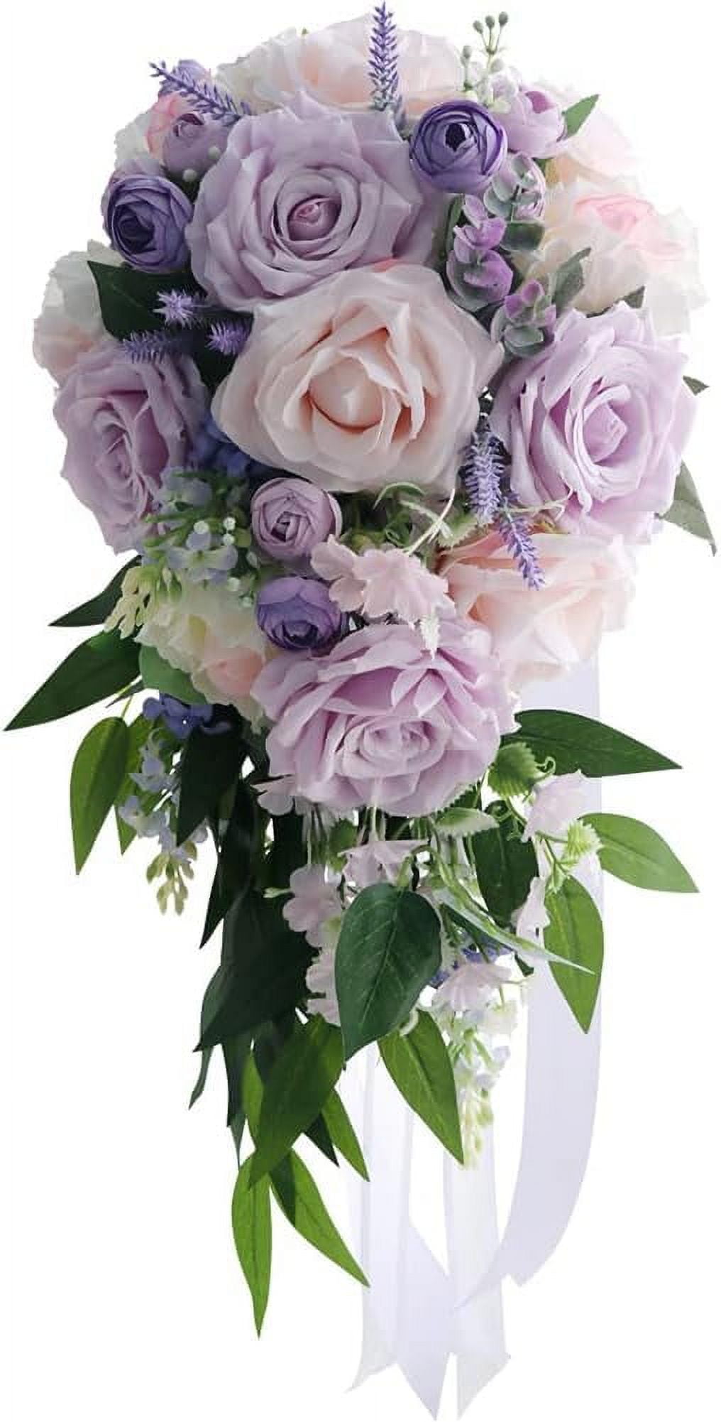 Sovob Romantic Wedding Bridal Bouquet, Waterfall Flowers Bunch For ...