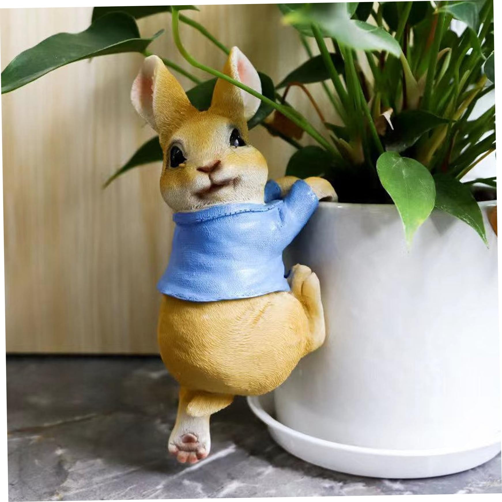 Sovob Spring Bunny Flower Pot Huggers Resin Rabbit Hugger Planter Edge ...