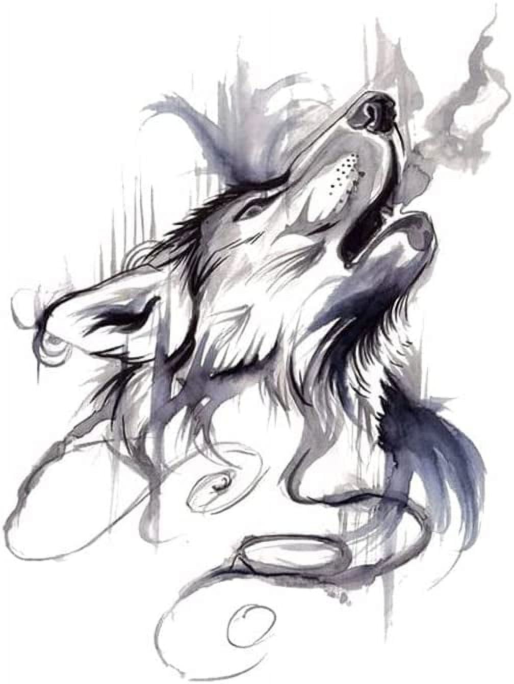 Sovob Wolf Head Decal, Ink Painting Wolf Head Stickers Universal ...