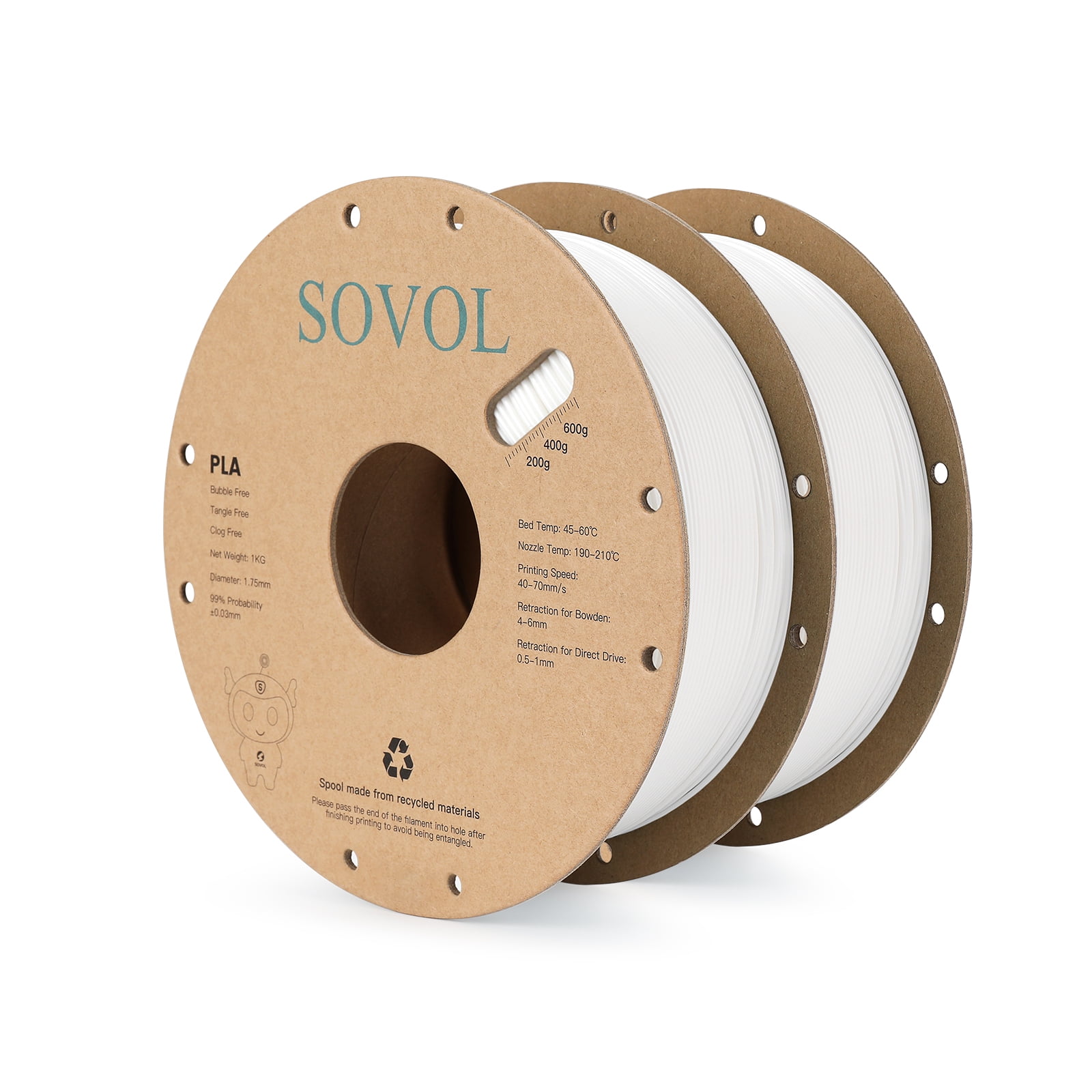 Sovol 3D Printer PLA Filament 1.75mm Spool Printing Materials, Wiring ...