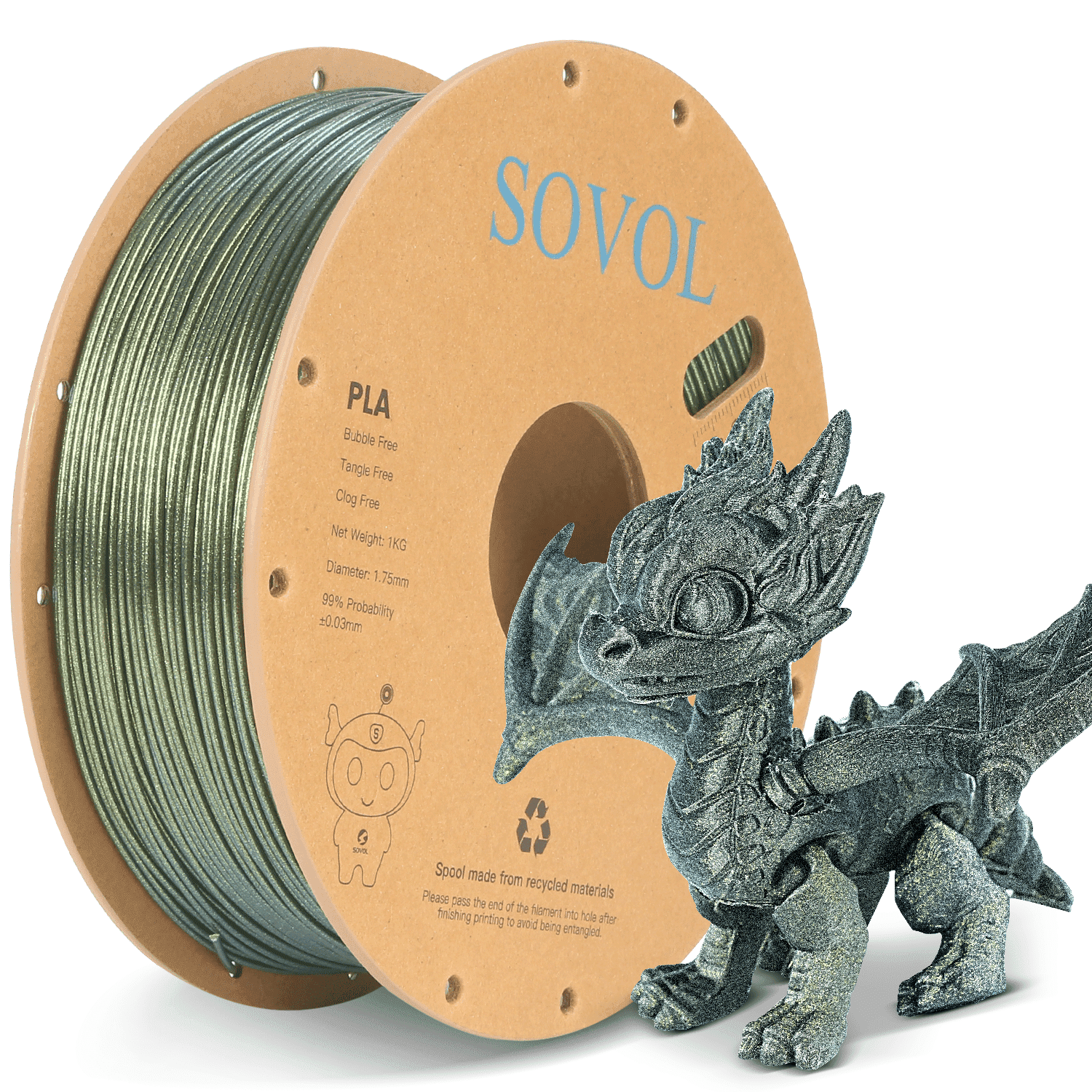 Sovol Silk PLA Filament with Gold Glitter 1kg 1.75mm, Color Changeable ...
