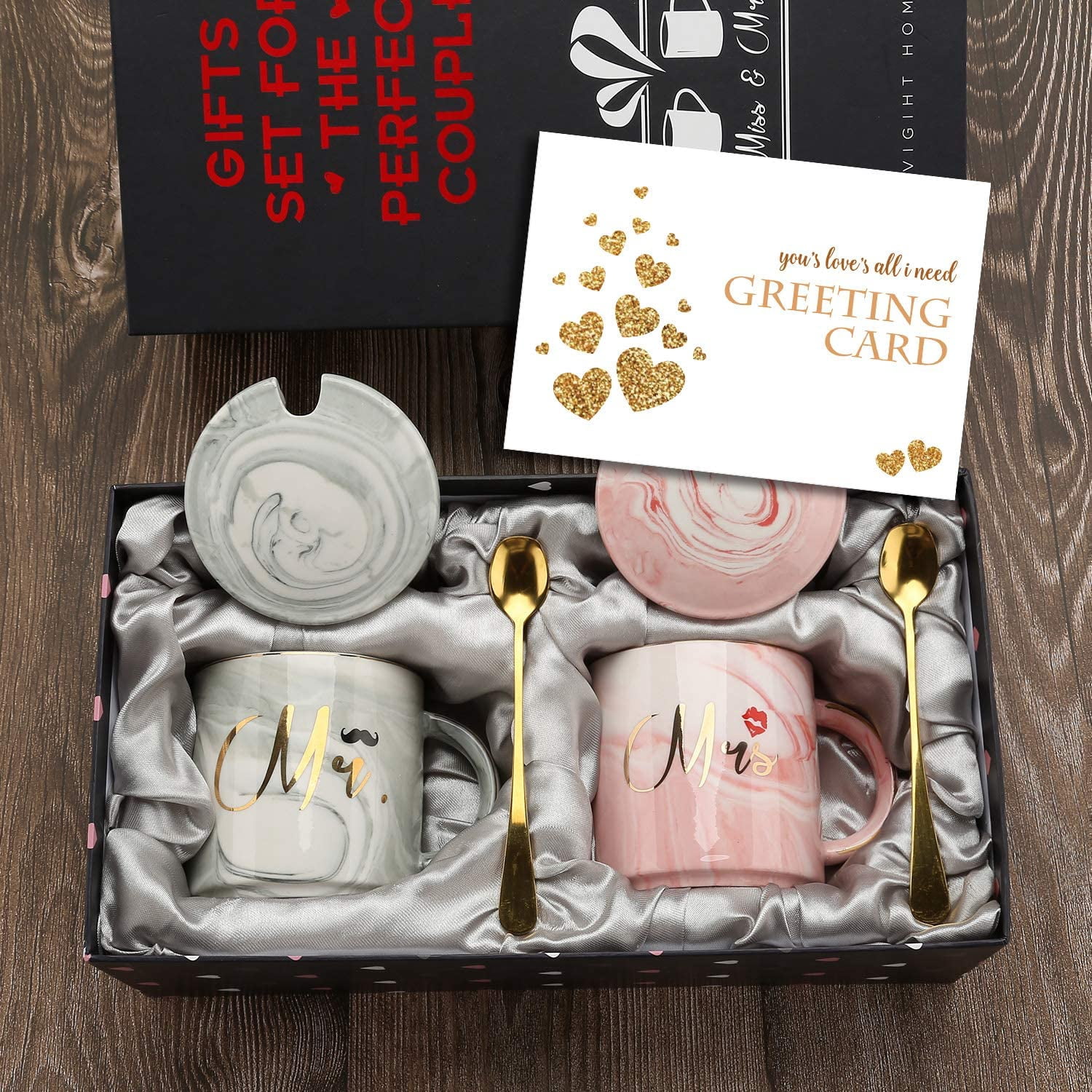 Sovyime Mr and Mrs Gifts Coffee Mugs for Couple, Engagement Anniversary ...