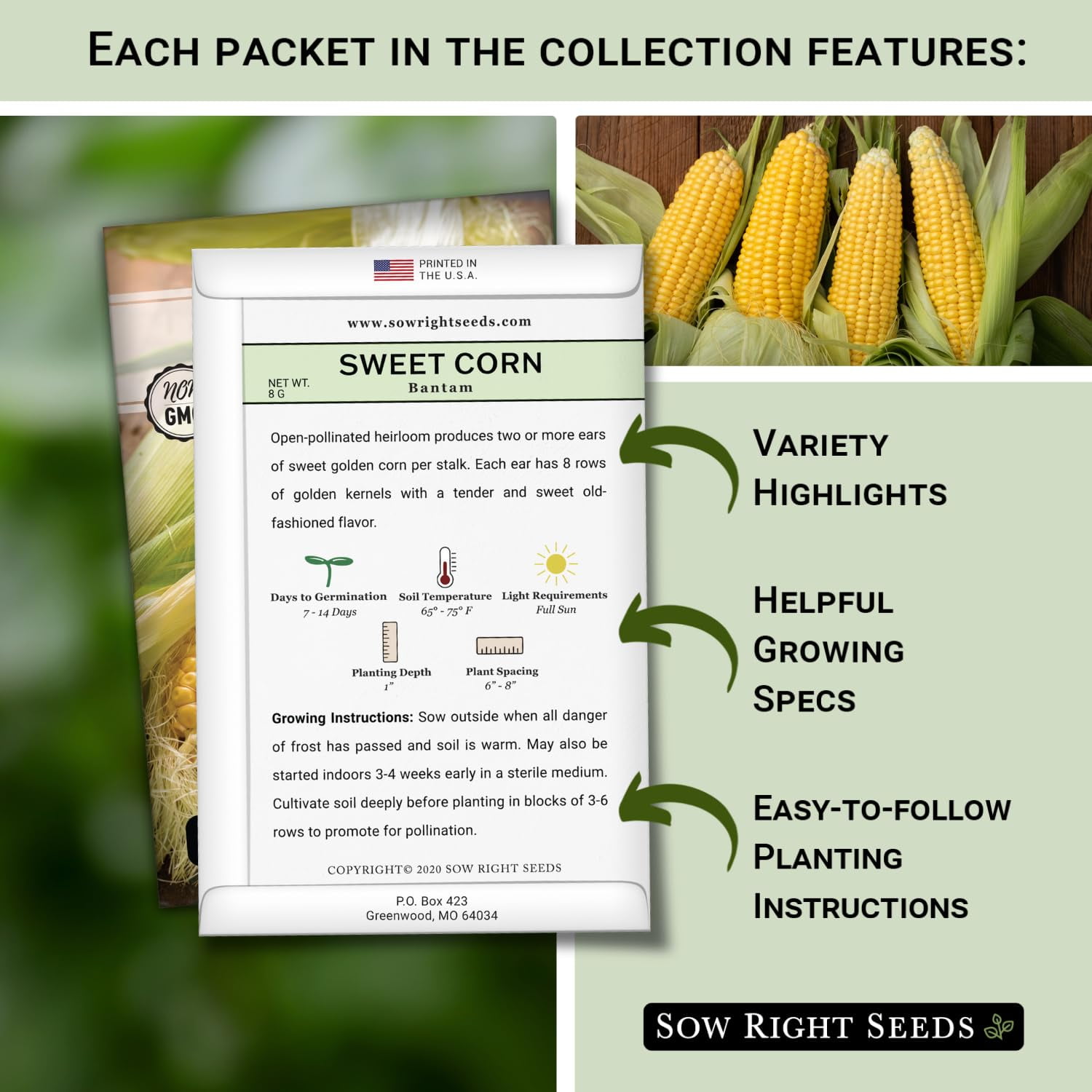 Sow Right Seeds - 3 Sisters Seed H2FSDCollection for Packets of Bantam ...