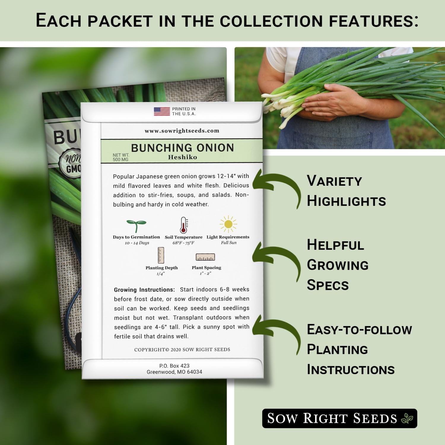 Sow Right Seeds - Bunching Onion Seed H2FSDCollection for Heshiko ...