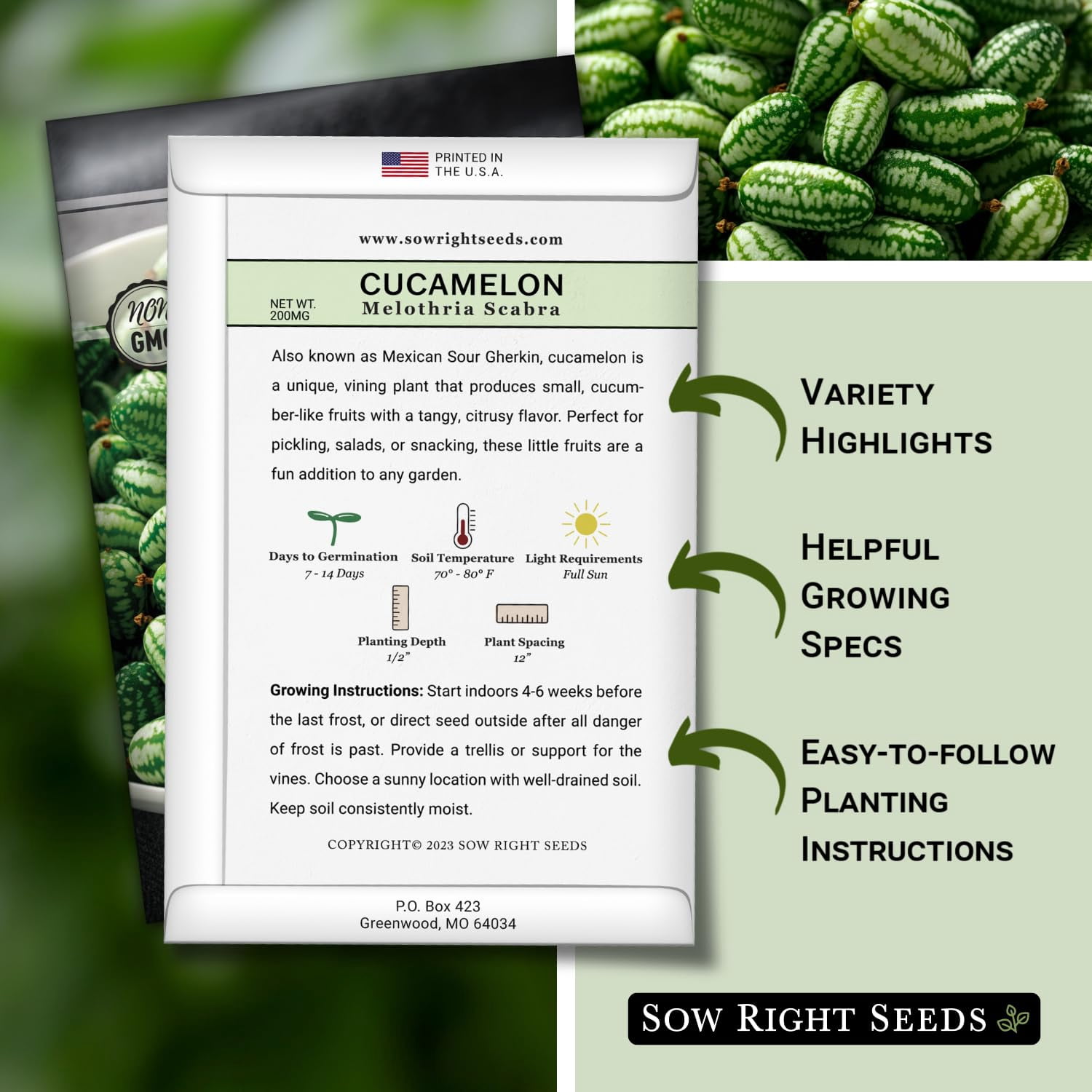 Sow Right Seeds FEV6 - Cucamelon Seeds for Planting - Packet with ...