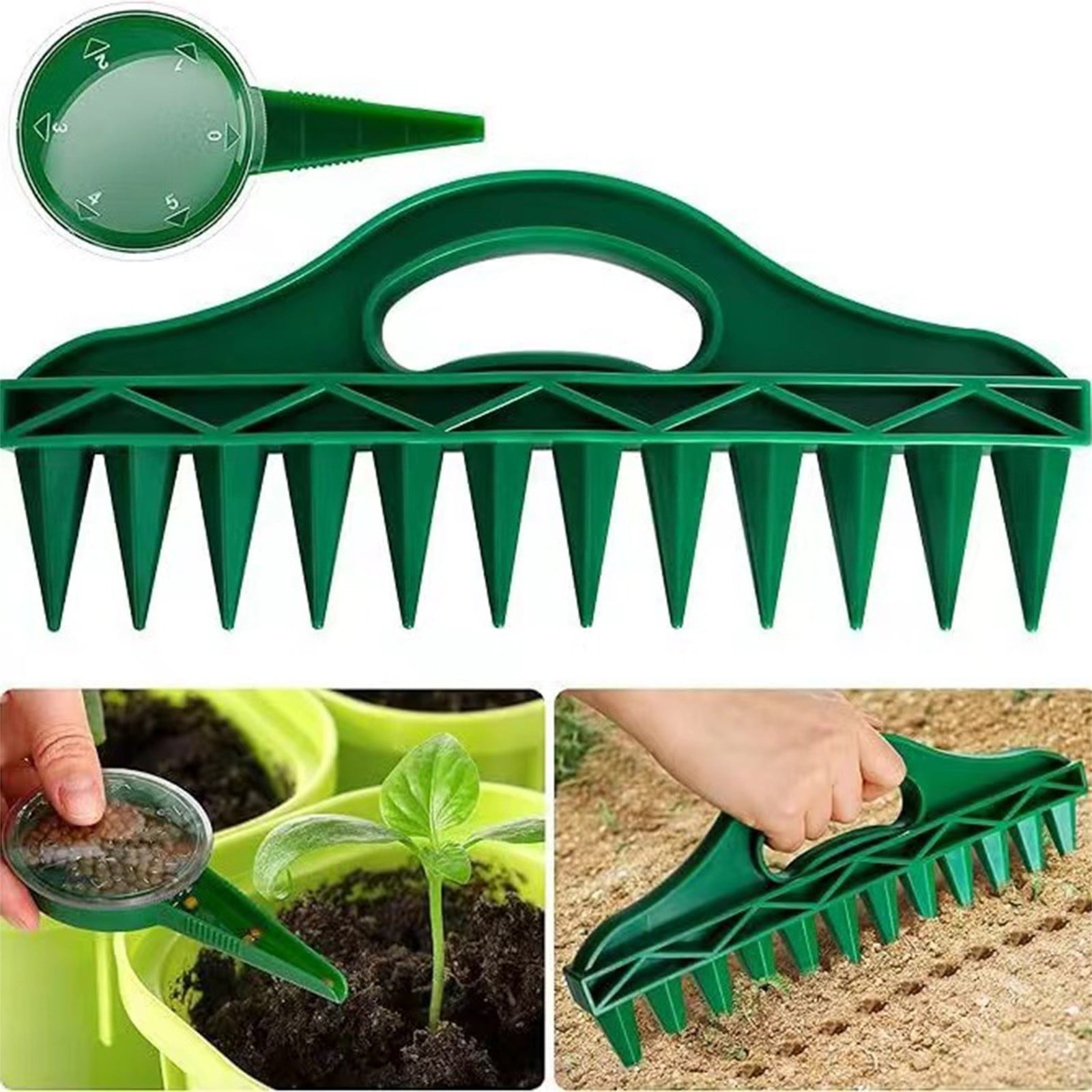 Sowing Dispenser Set 12 Holes In Soil Planter Hole Punch Garden Seeders ...
