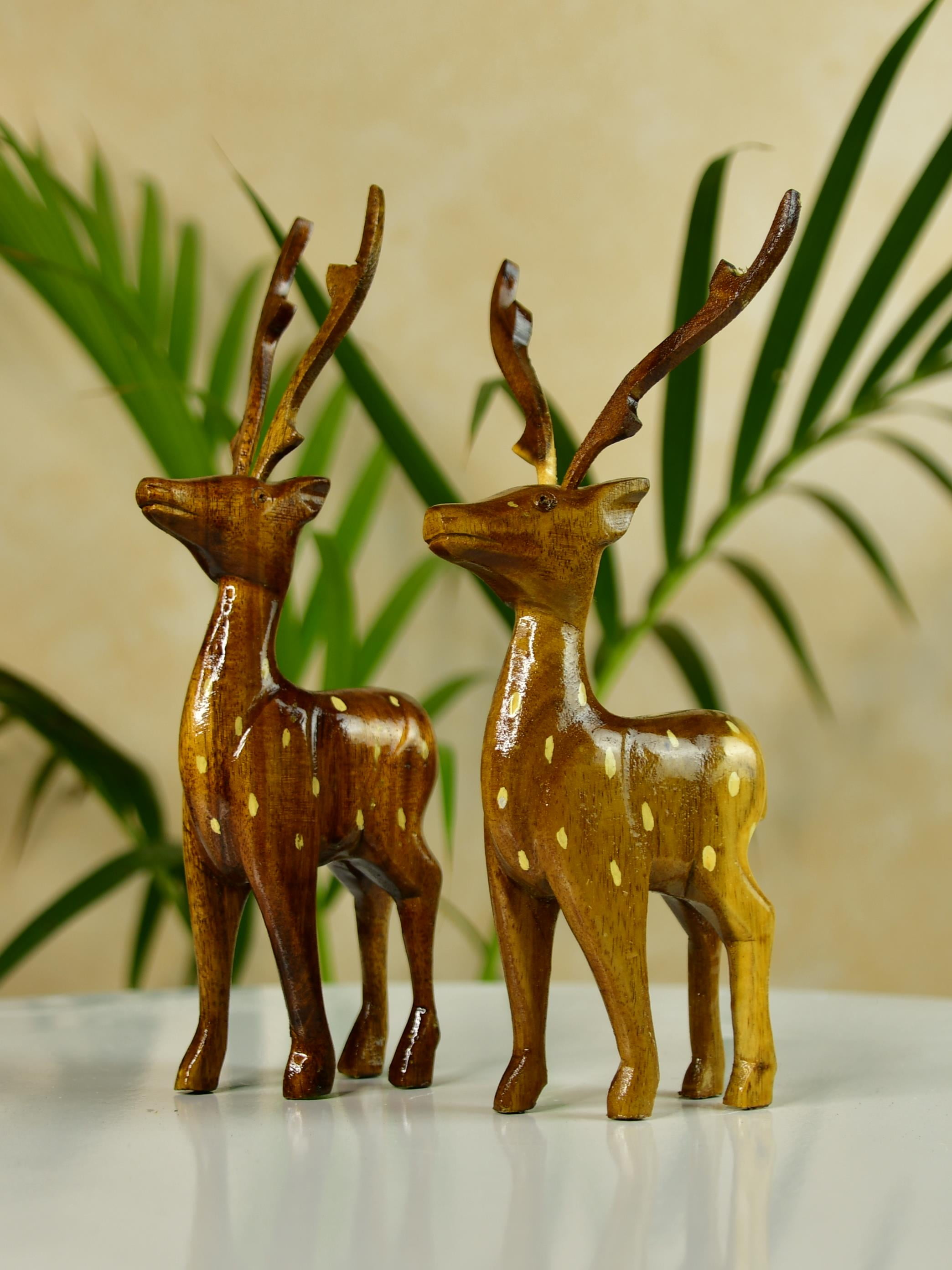 Sowpeace Brown Wooden Dearest Little Deer 5 inch Figurine Pack of 2 ...