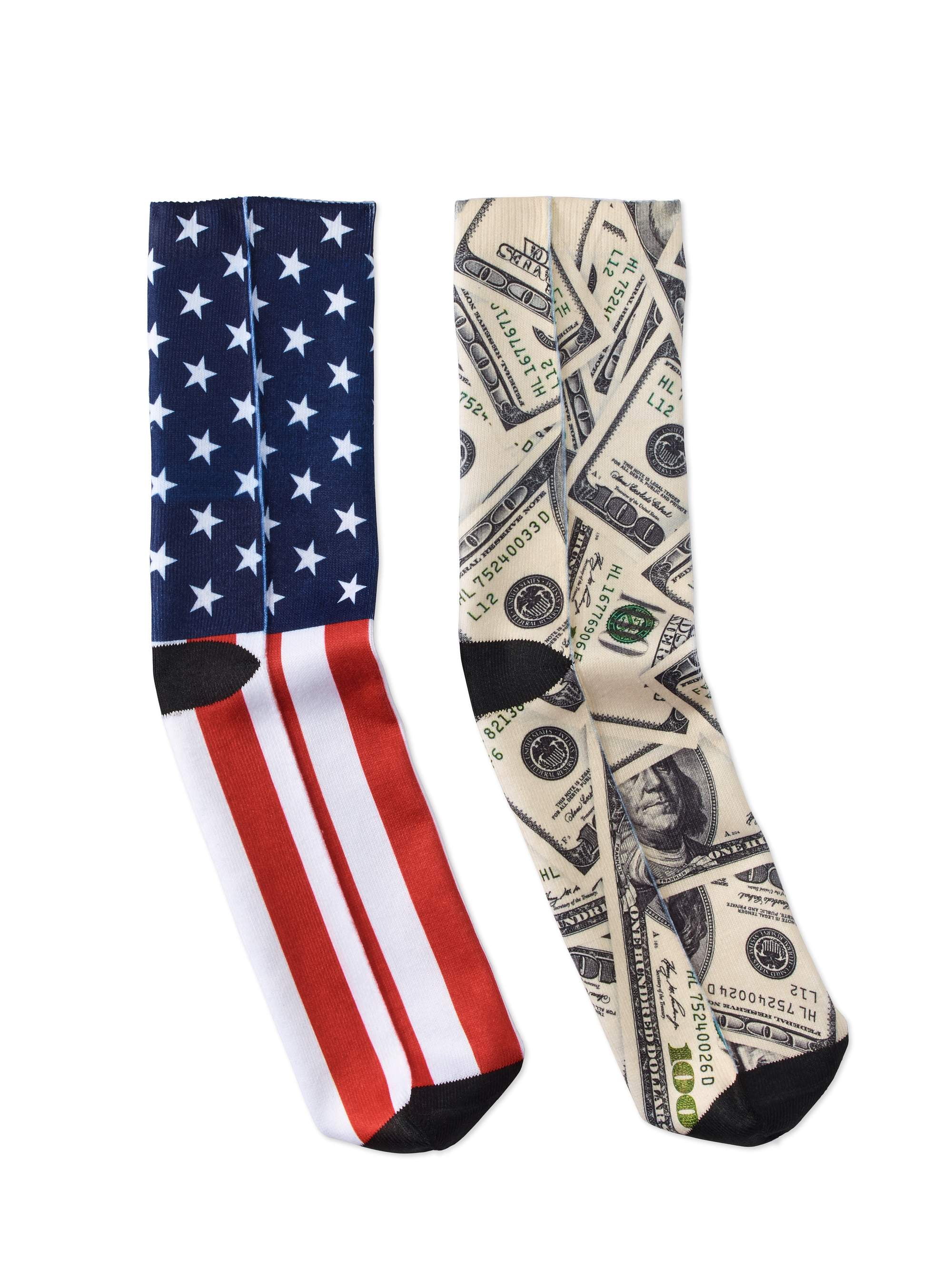 Soxx & Bonds Mens 2 Pair 100 Dollar Bill & American Flag Sublimated ...