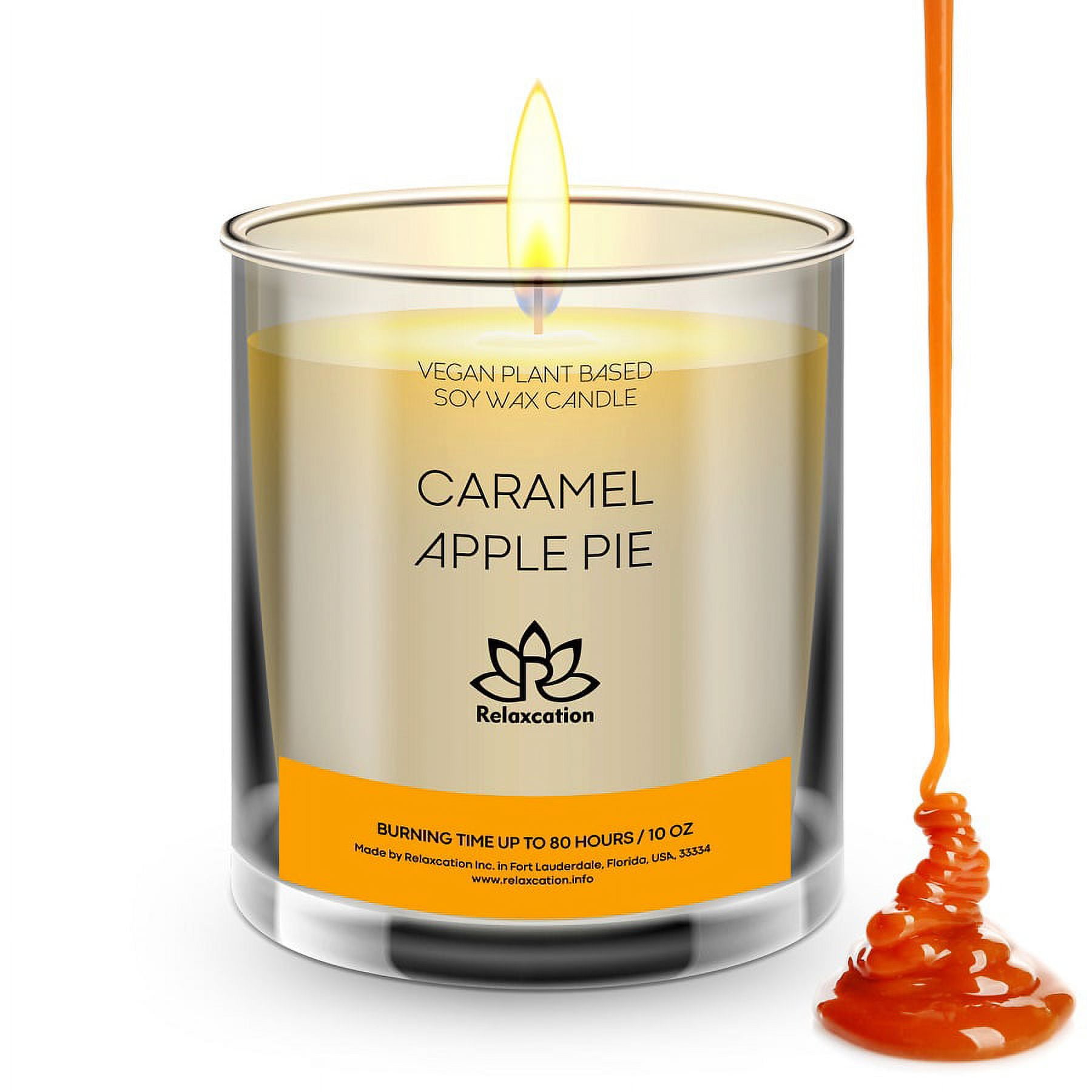 RELAXCATION Soy Wax Candle, Caramel Apple Pie Scented, Clean Burn up to ...