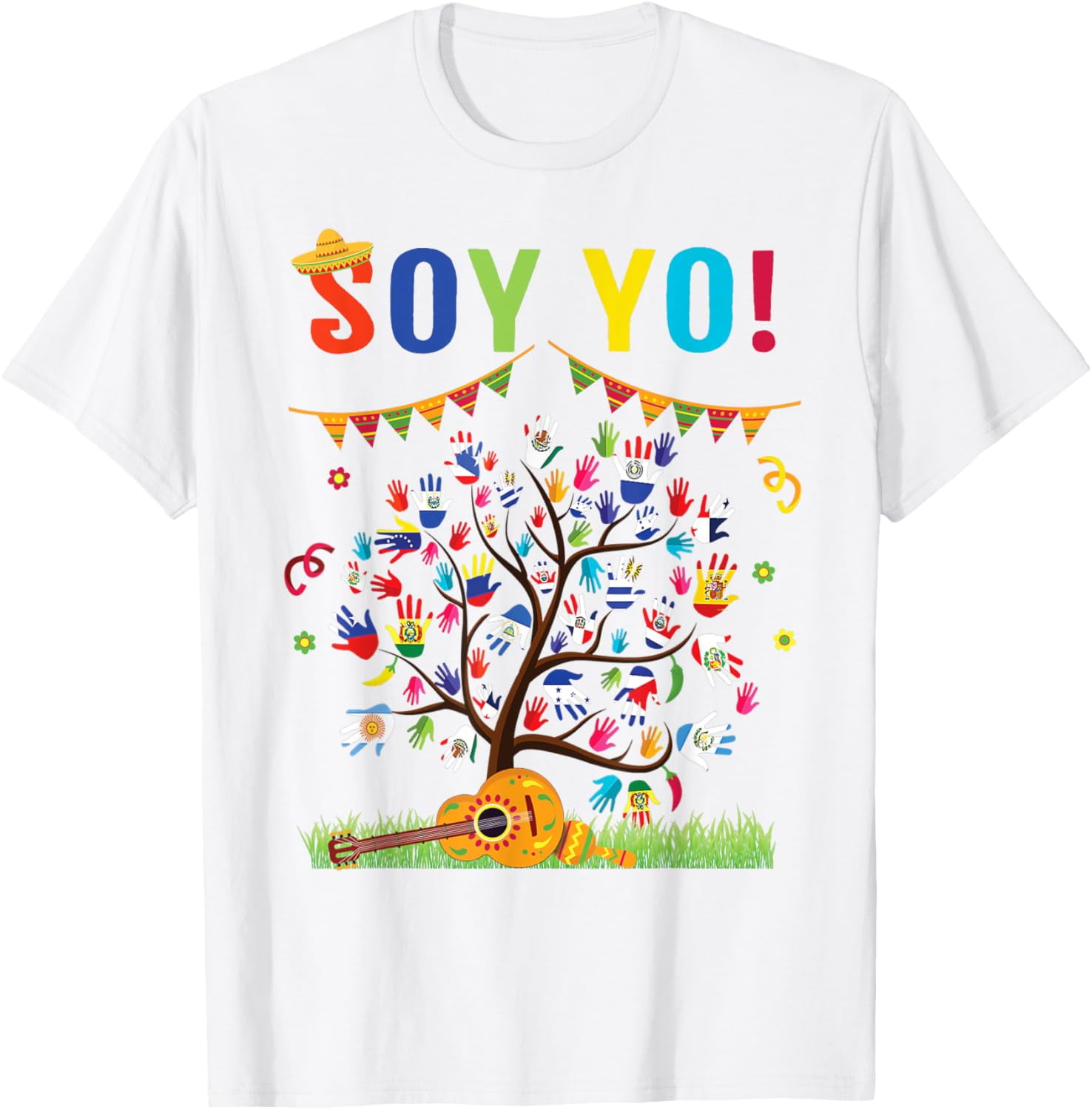 Soy Yo National Hispanic Heritage Month Latin Flags Tree T-Shirt ...