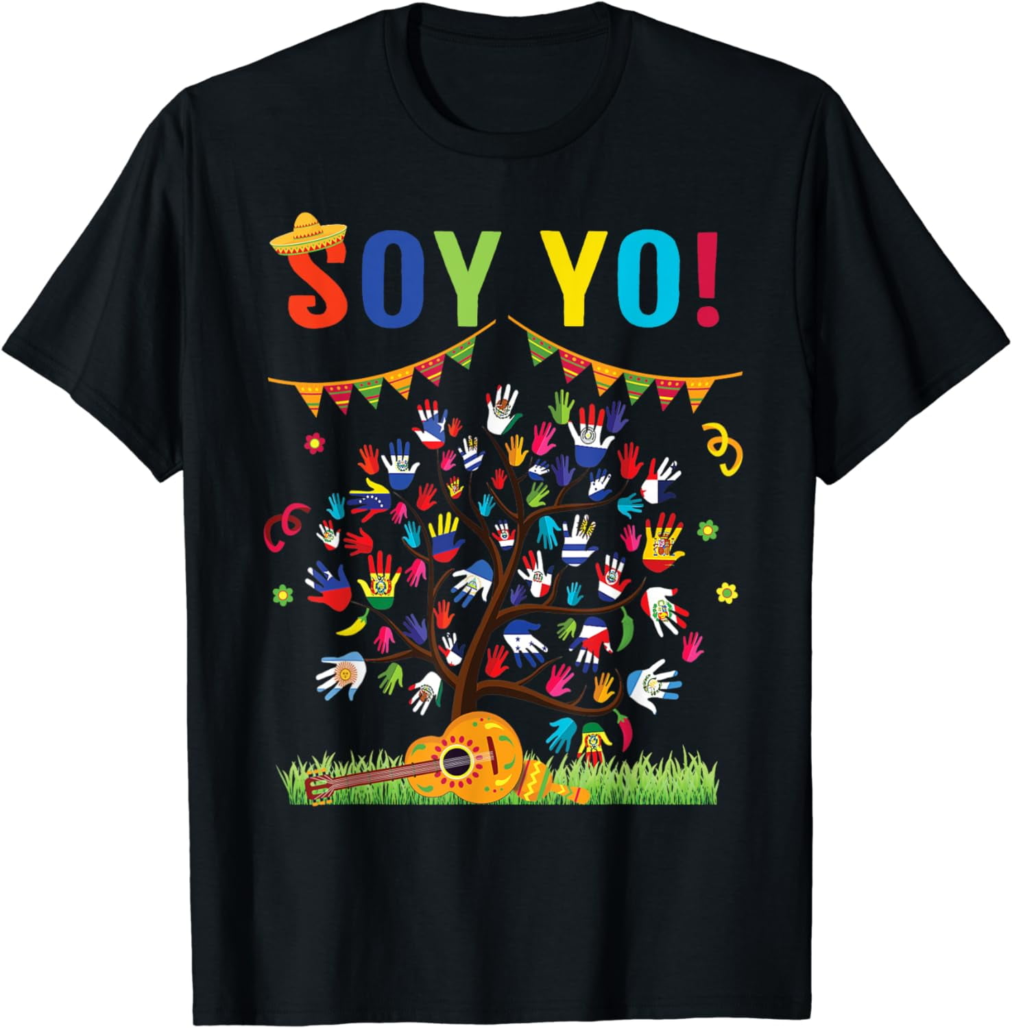 Soy Yo National Hispanic Heritage Month Latin Flags Tree T-Shirt ...
