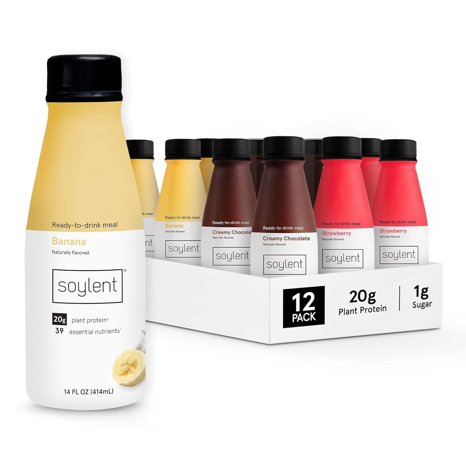 Soylent Vegan Nutrition Shake, Non-Dairy, Energy Boost, Banana Split ...