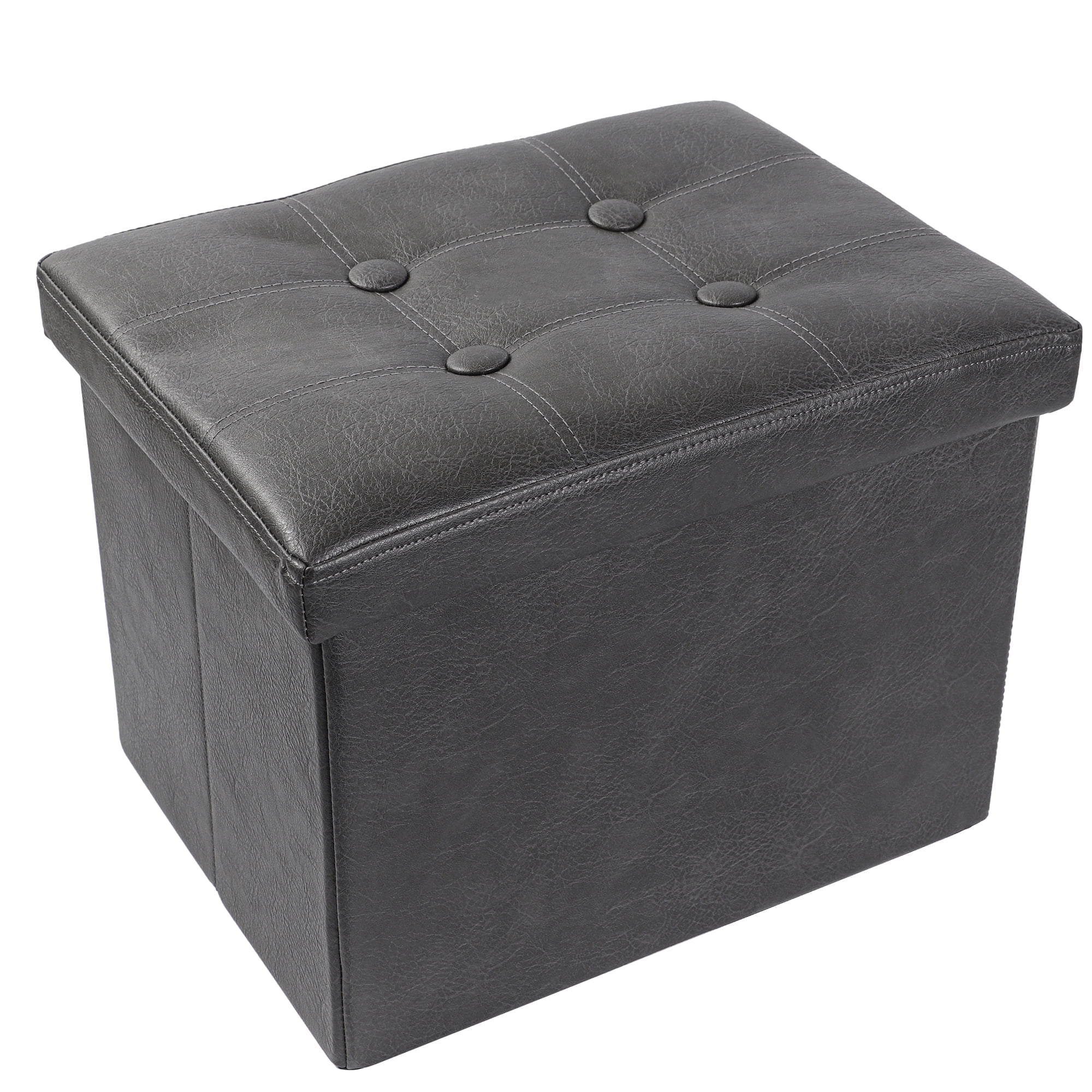 Soyota Foldable Footstool Modern Ottomans, Leather Gray, 17x13x13 in, 3 ...
