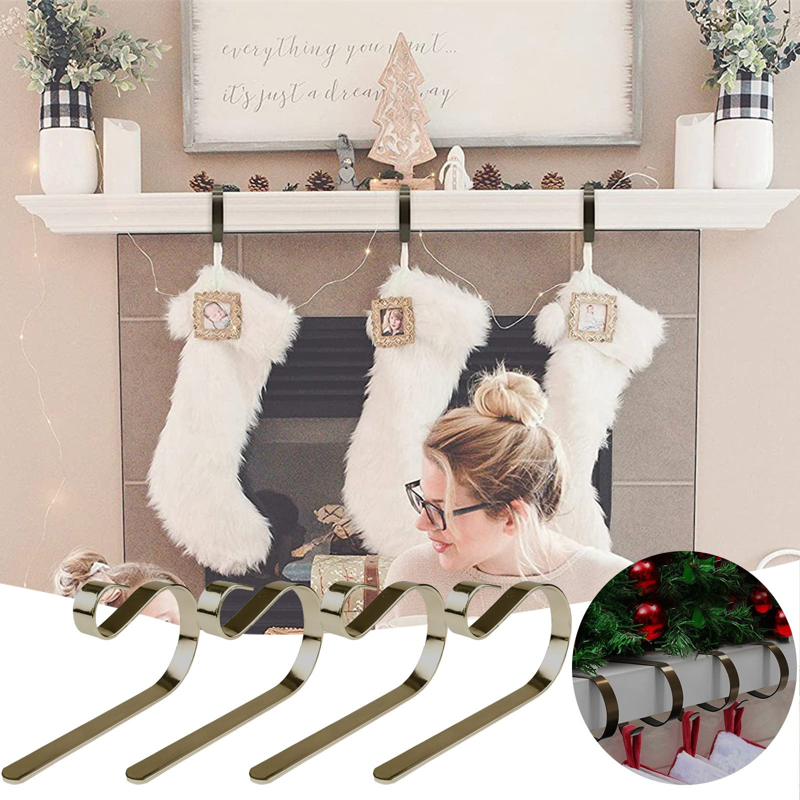 Soyumi Hooks Stocking Holders For Mantle Set Of 4 With Protective Non ...