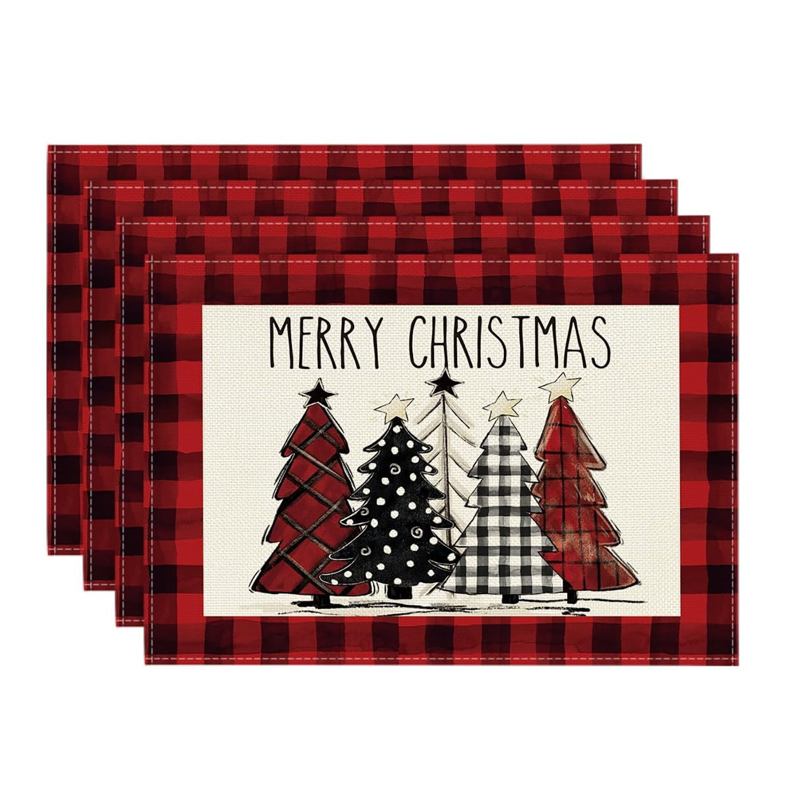 Soyumi Placemat Christmas Tree Placemats Set Of 4 Plaid Placemat For ...