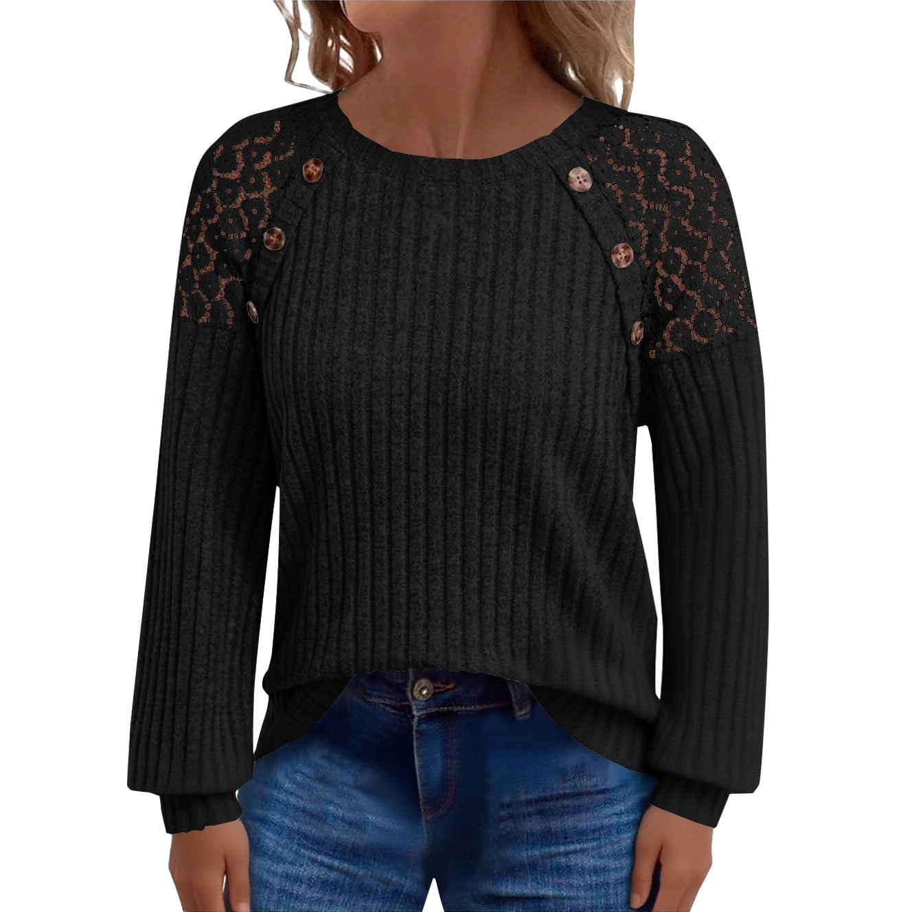 Soyumi Thermal Waffle Knit Henley Tunic for Women - Long Sleeve Loose ...