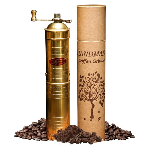 Sozen 9" Manual Coffee Grinder Brass – Hand Crank Burr Mill for Turkish ...