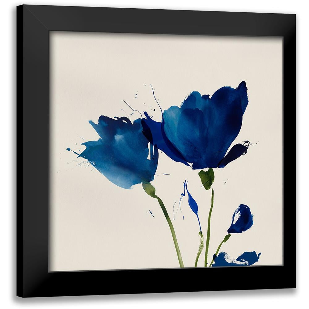Sozi 20x20 Black Modern Framed Museum Art Print Titled - Blooming Blue ...